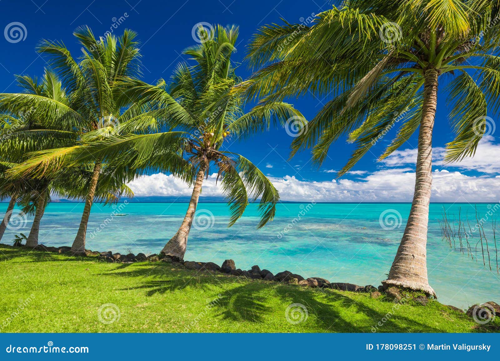 Tropical Beach on South Side of Samoa Island with Coconut Palm Trees ...