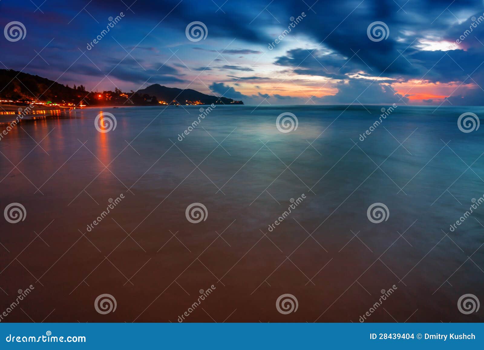 Tropical beach at sunset. stock photo. Image of season - 28439404