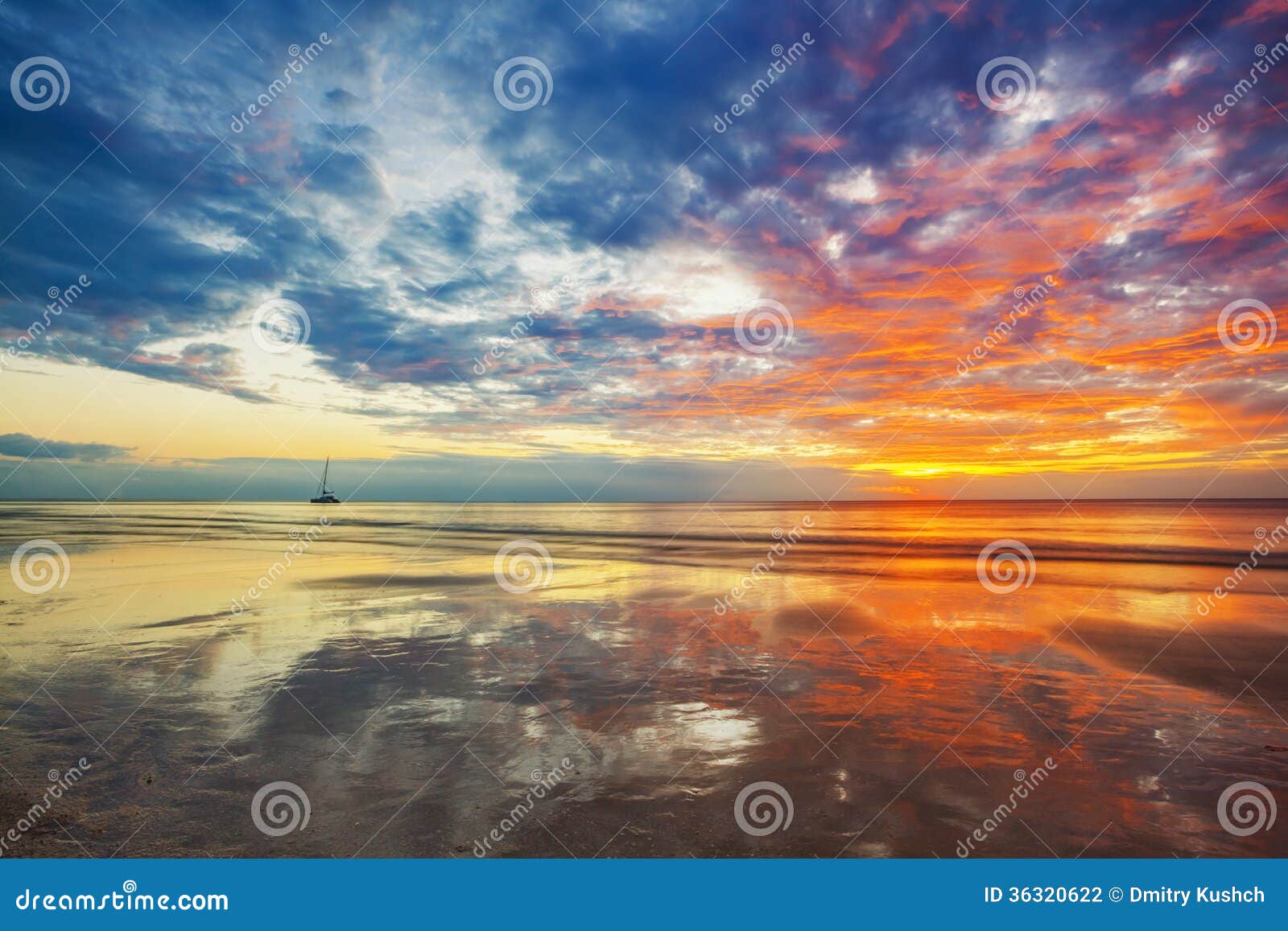 Tropical beach at sunset. stock photo. Image of scene - 36320622