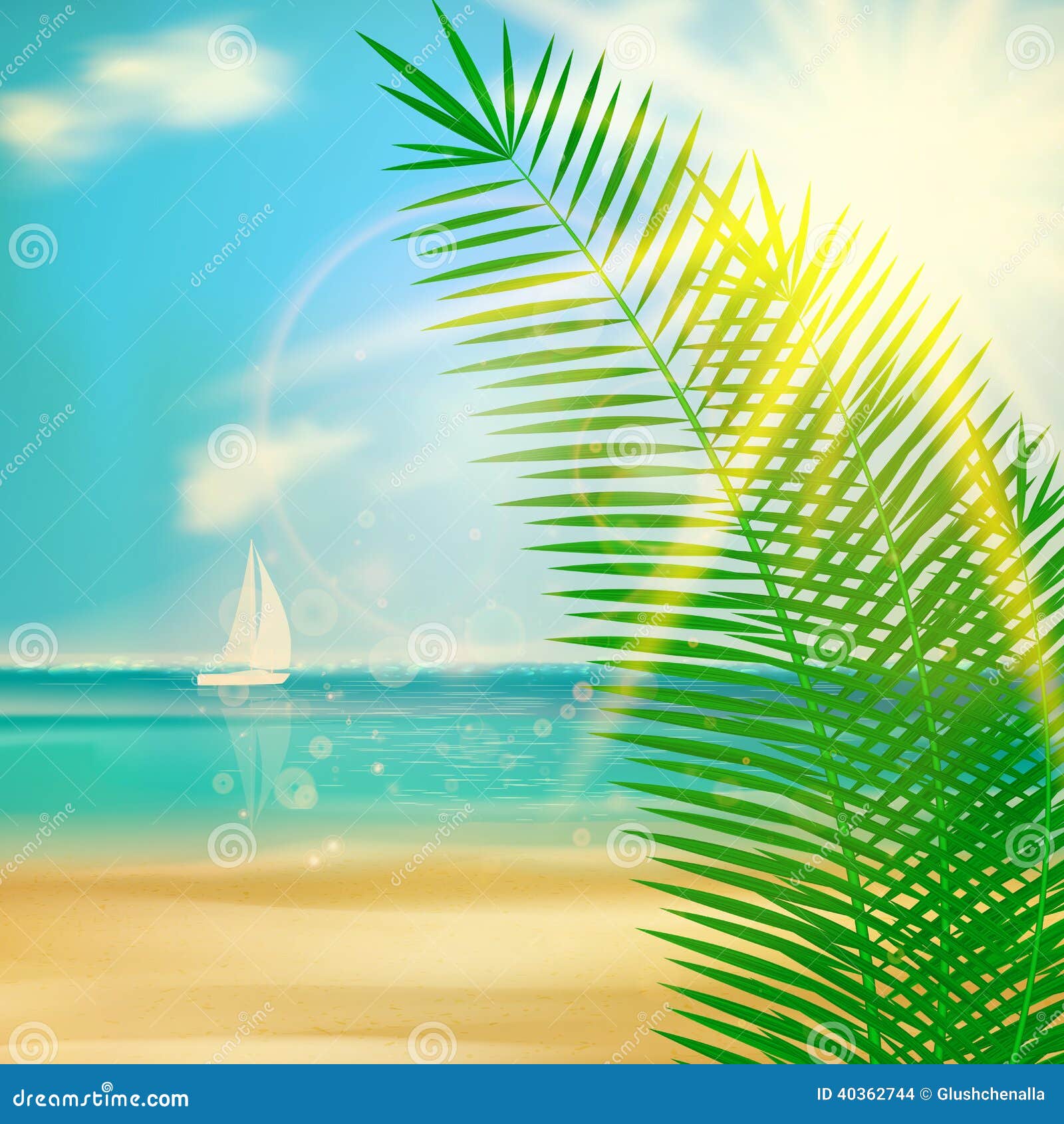 Tropical beach template. stock vector. Illustration of relax - 40362744