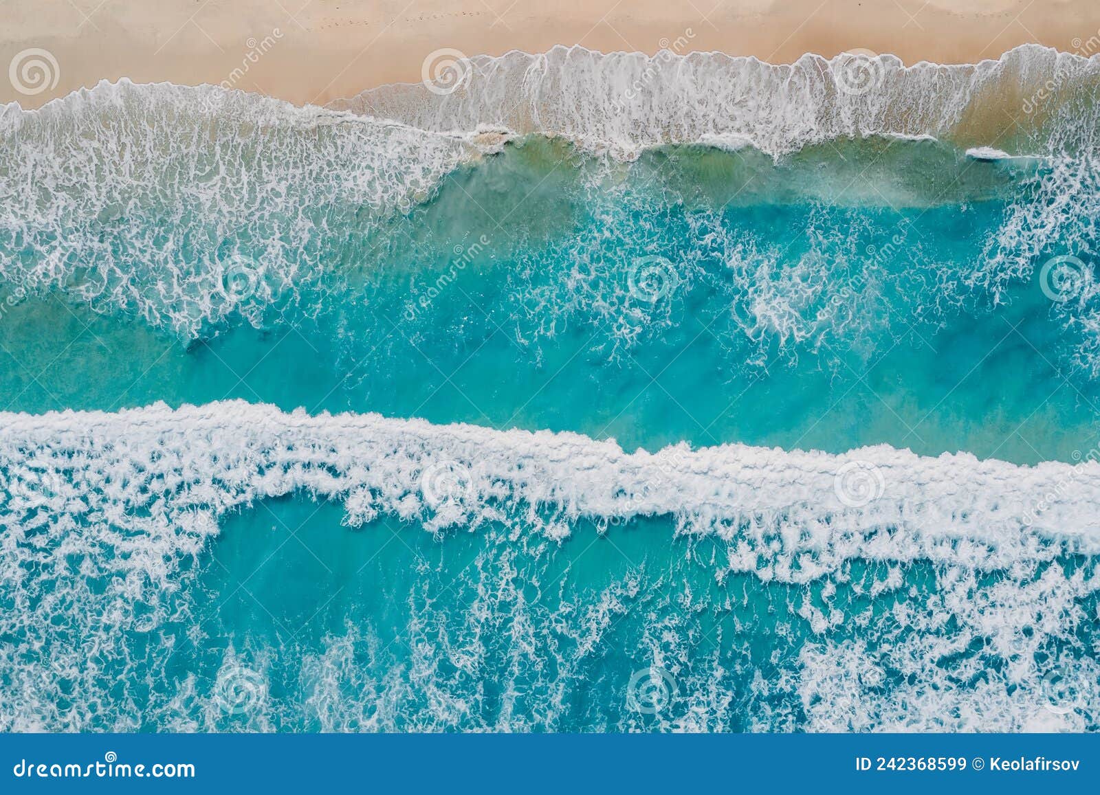 Tropical Beach with Transparent Ocean and Waves. Aerial View Stock ...