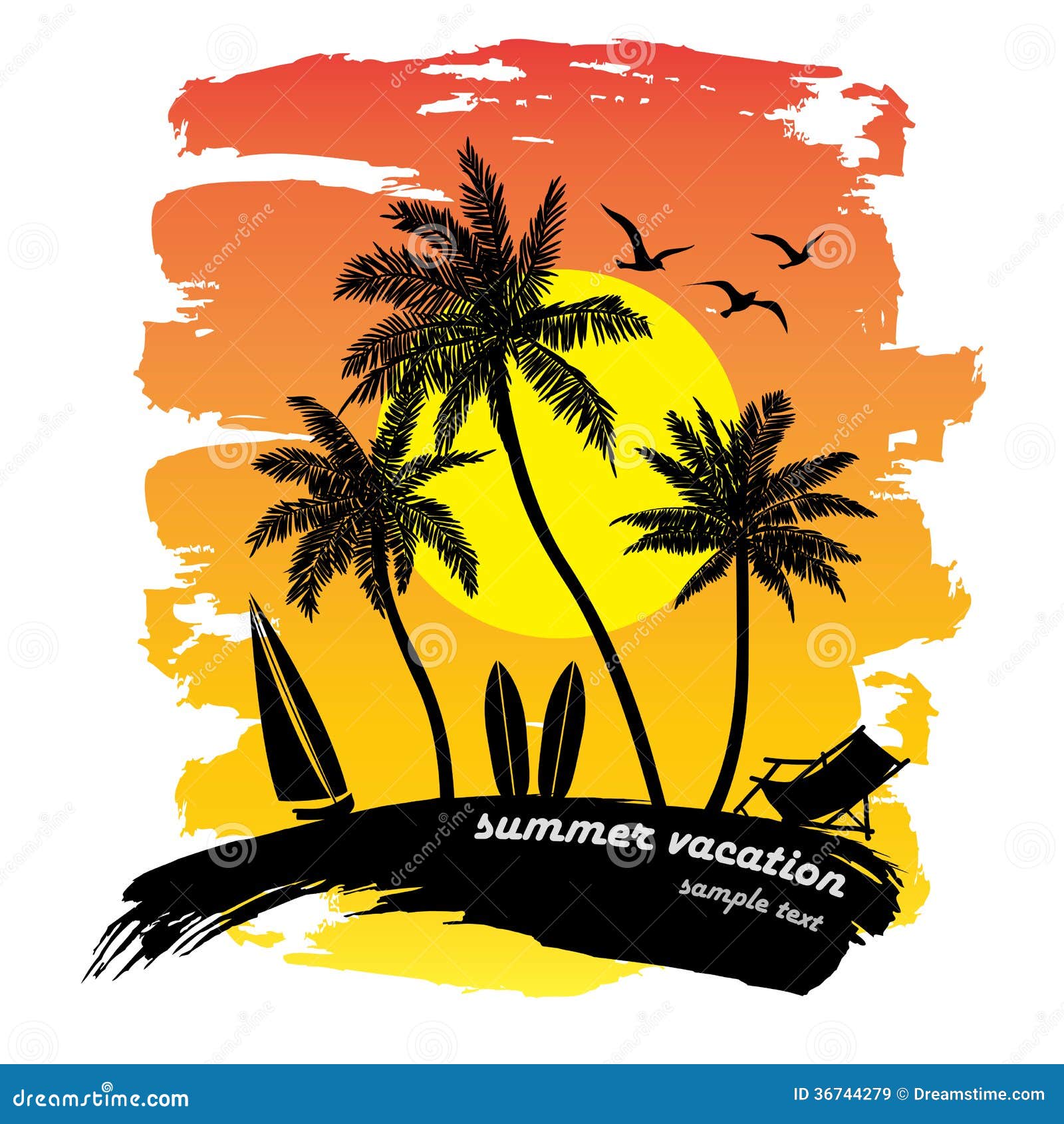 Tropical beach vector stock vector. Illustration of paradise - 36744279