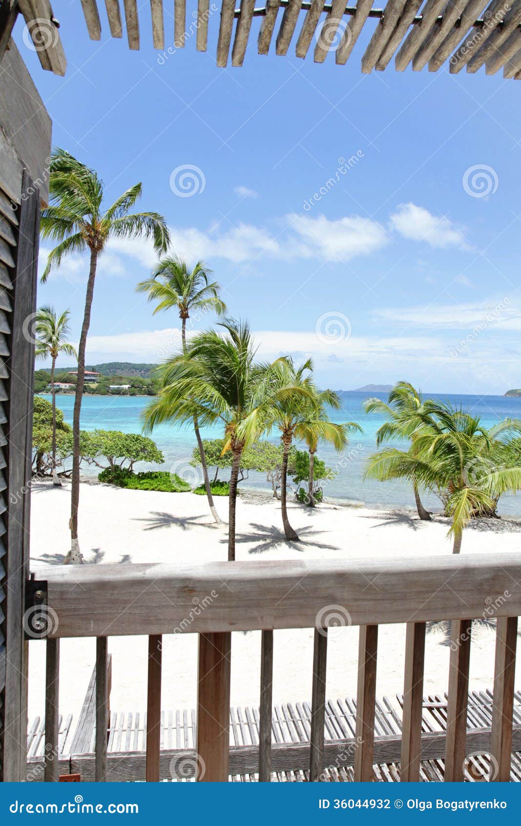 Tropical Beach, View from Deck Stock Photo - Image of ocean, beach ...