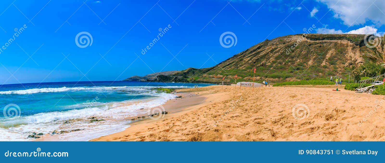 Tropical Beach with a Volcano Crater in Oahu, Hawaii Stock Image ...
