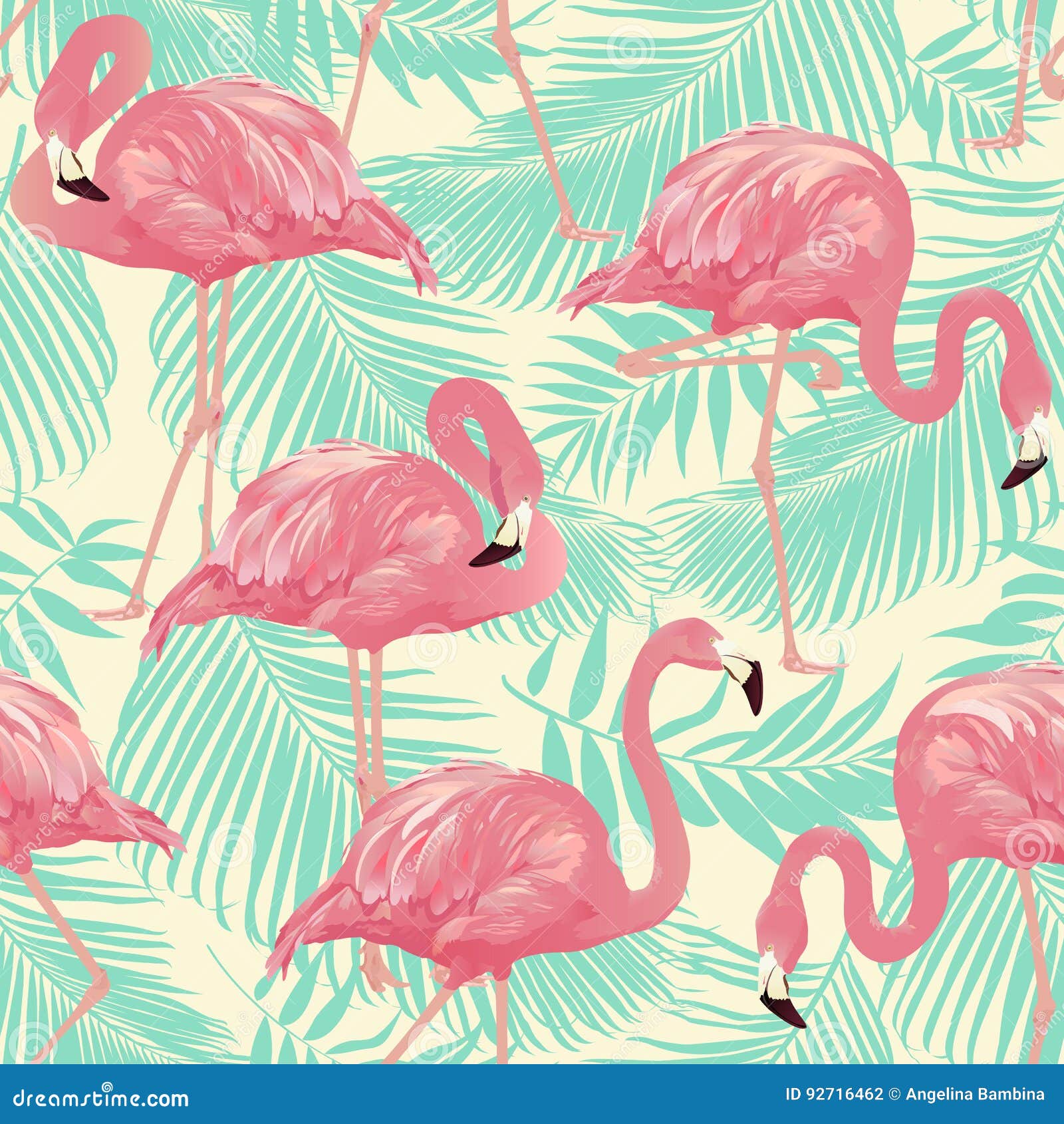 Flamingo Background Design. Tropical Flowers Illustration. Fashion ...