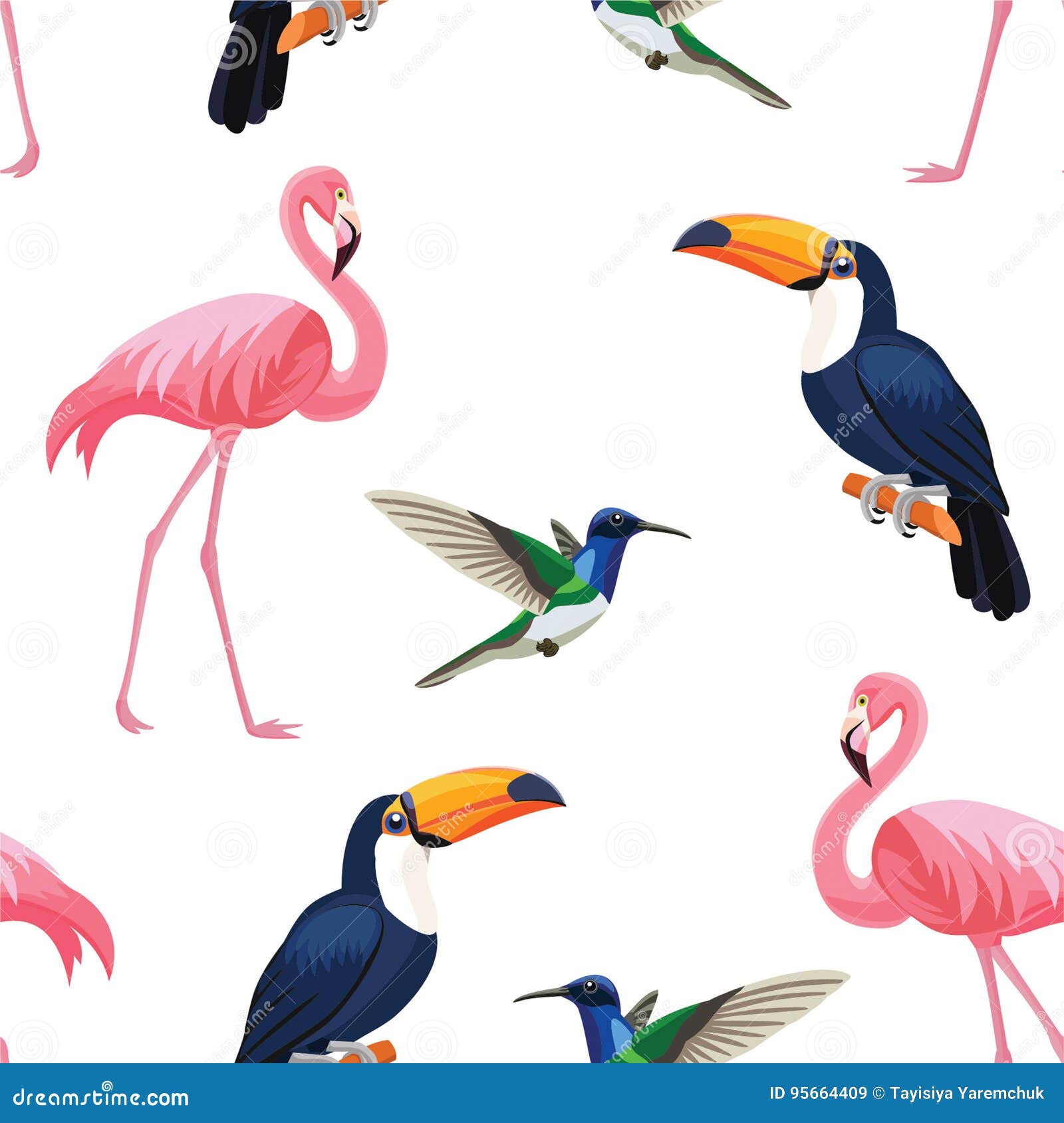 Tropical Birds Pattern. Vector Seamless Texture. Stock Vector ...