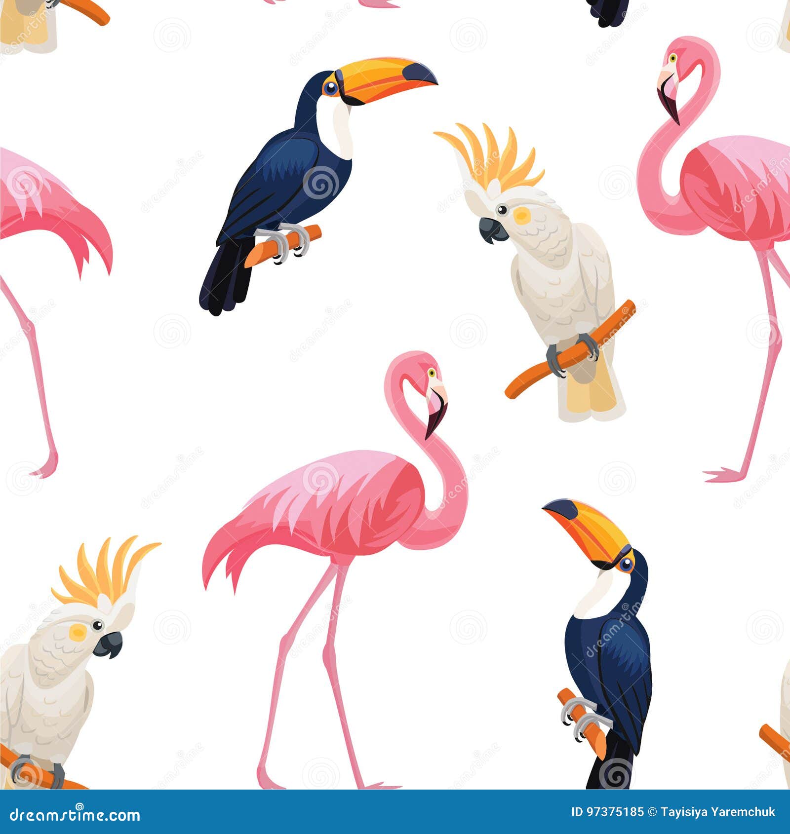 Tropical Birds Pattern. Vector Seamless Texture. Stock Vector ...