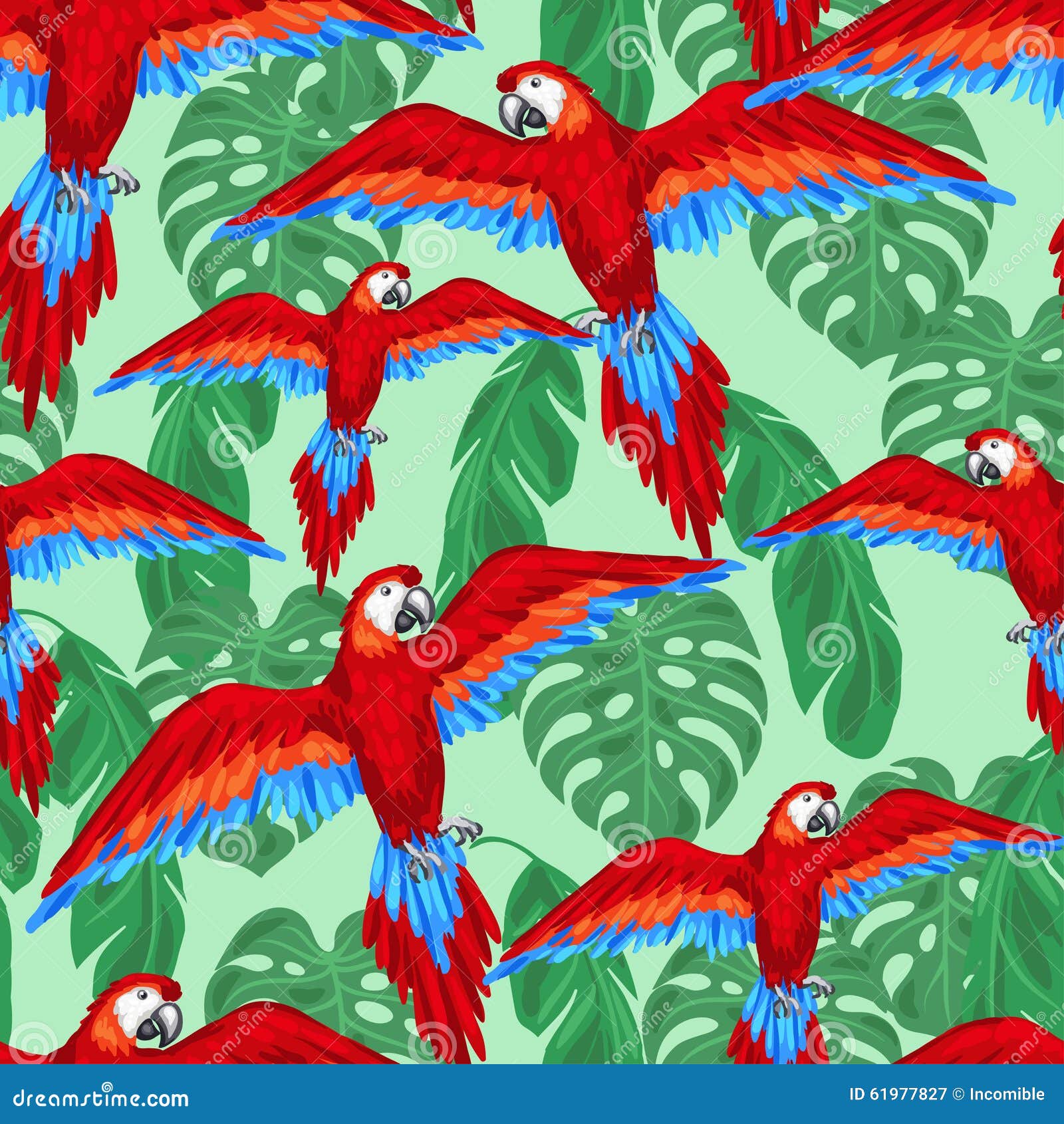 Tropical Birds Seamless Pattern with Parrots and Stock Vector ...