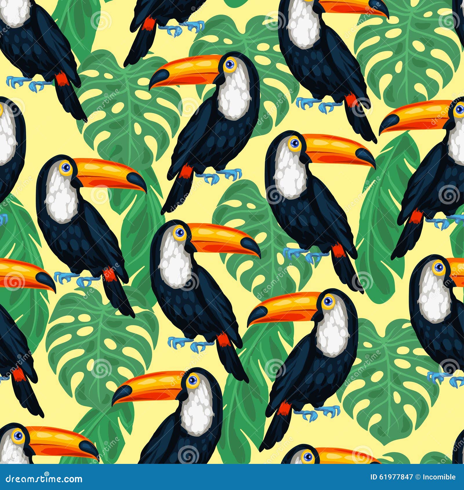 Tropical Birds Seamless Pattern with Toucans and Stock Vector ...