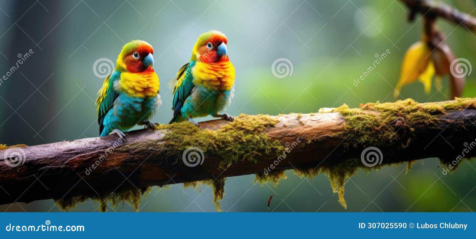 Tropical Birds Sitting on a Tree Branch in the Rainforest Stock Photo ...