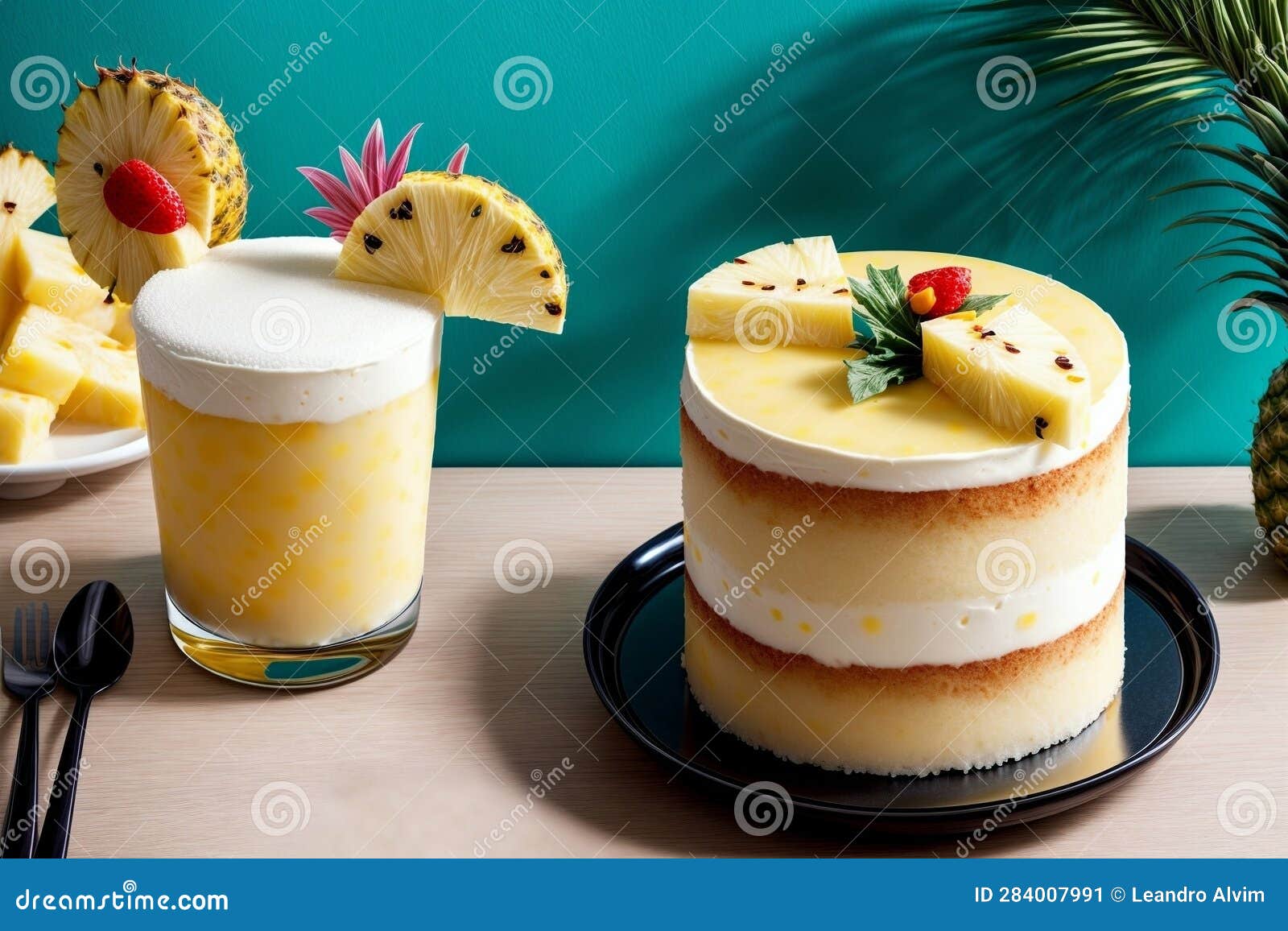 Tropical Bliss Tapioca Cake with Pineapple Delights.AI Generated Stock ...