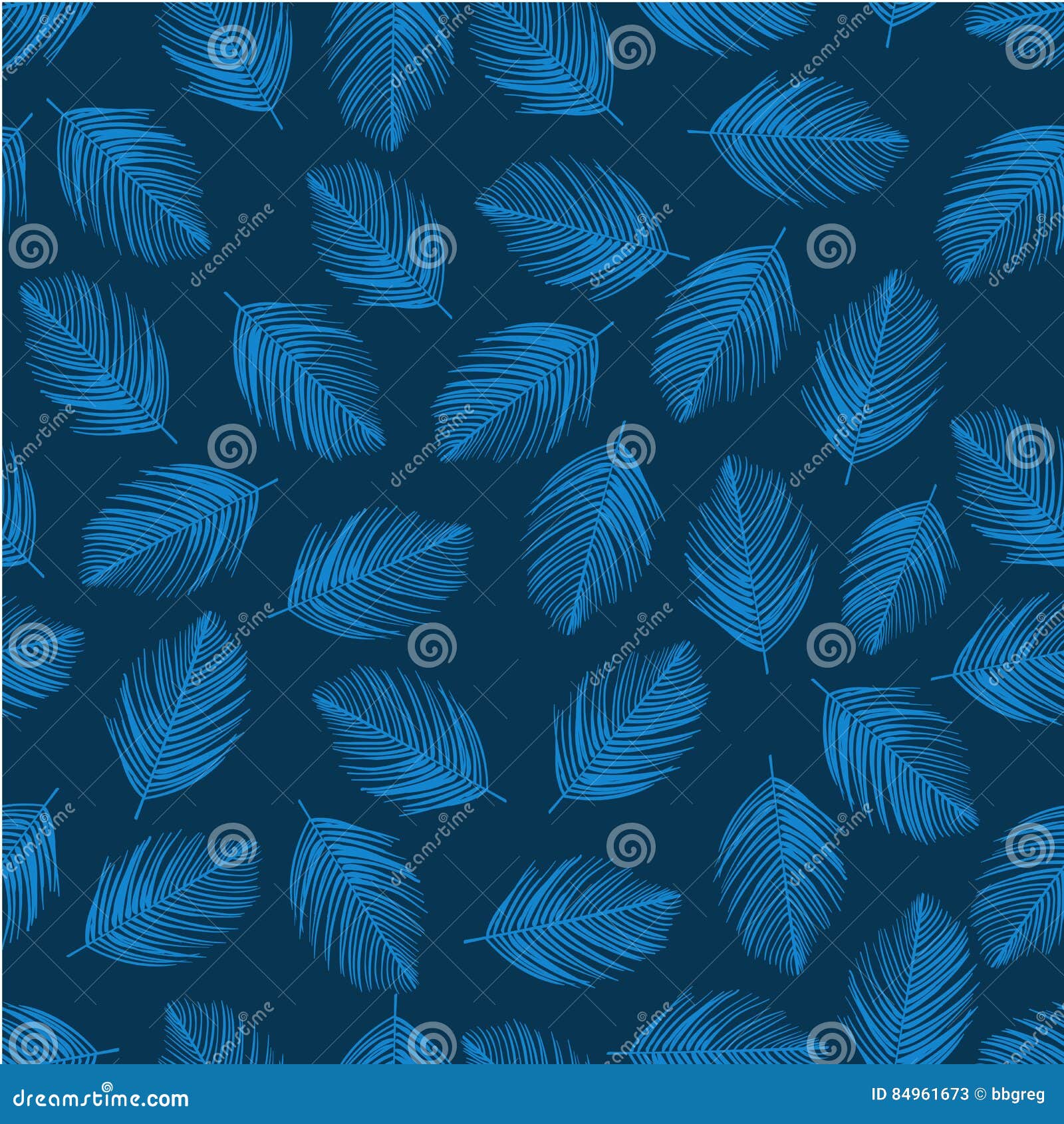 Tropical Blue Palm Tree Leaves in a Seamless Pattern Stock Vector ...
