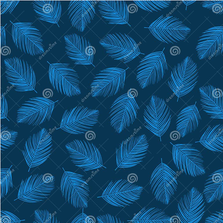 Tropical Blue Palm Tree Leaves in a Seamless Pattern Stock Vector ...