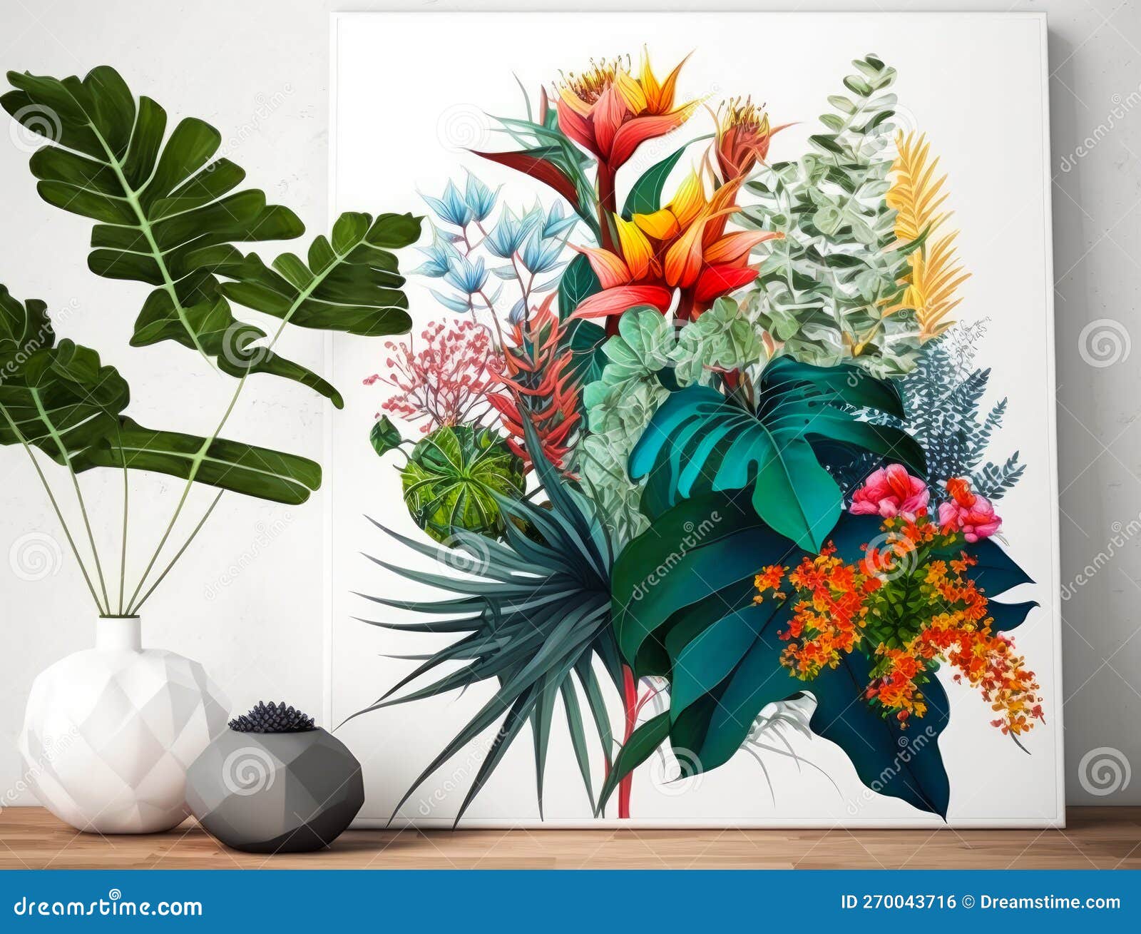 Tropical Botanical Art Print on Canvas. Generative AI Stock ...