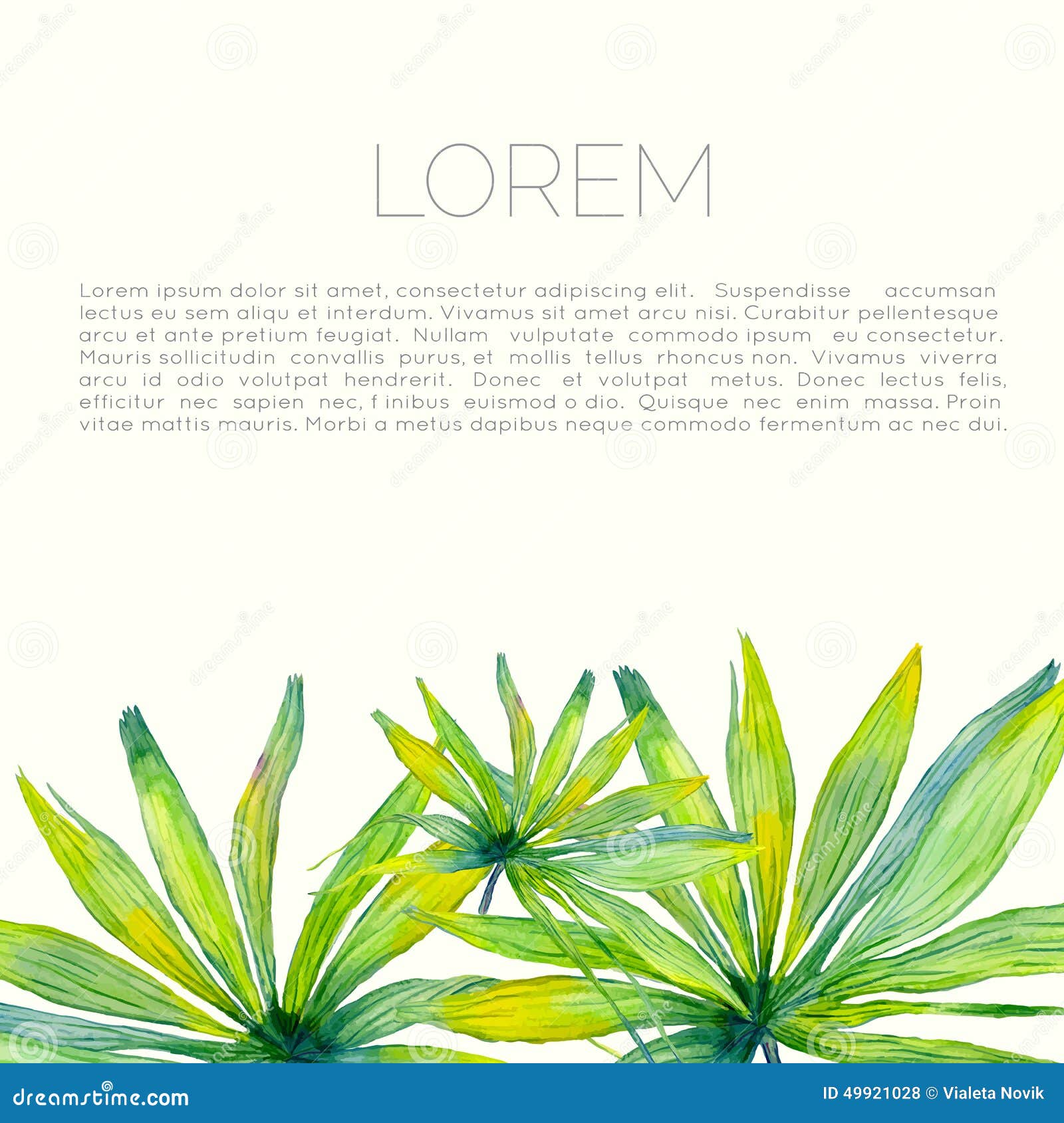 Tropical Brochure Template with Palm Leaves Stock Vector - Illustration ...