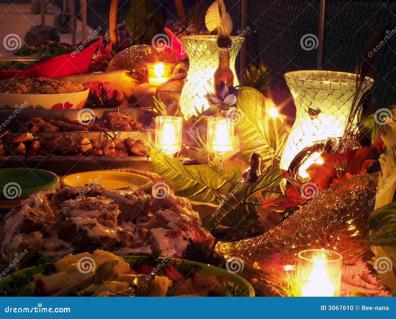 Tropical Buffet Table stock photo. Image of dessert, night - 3067610