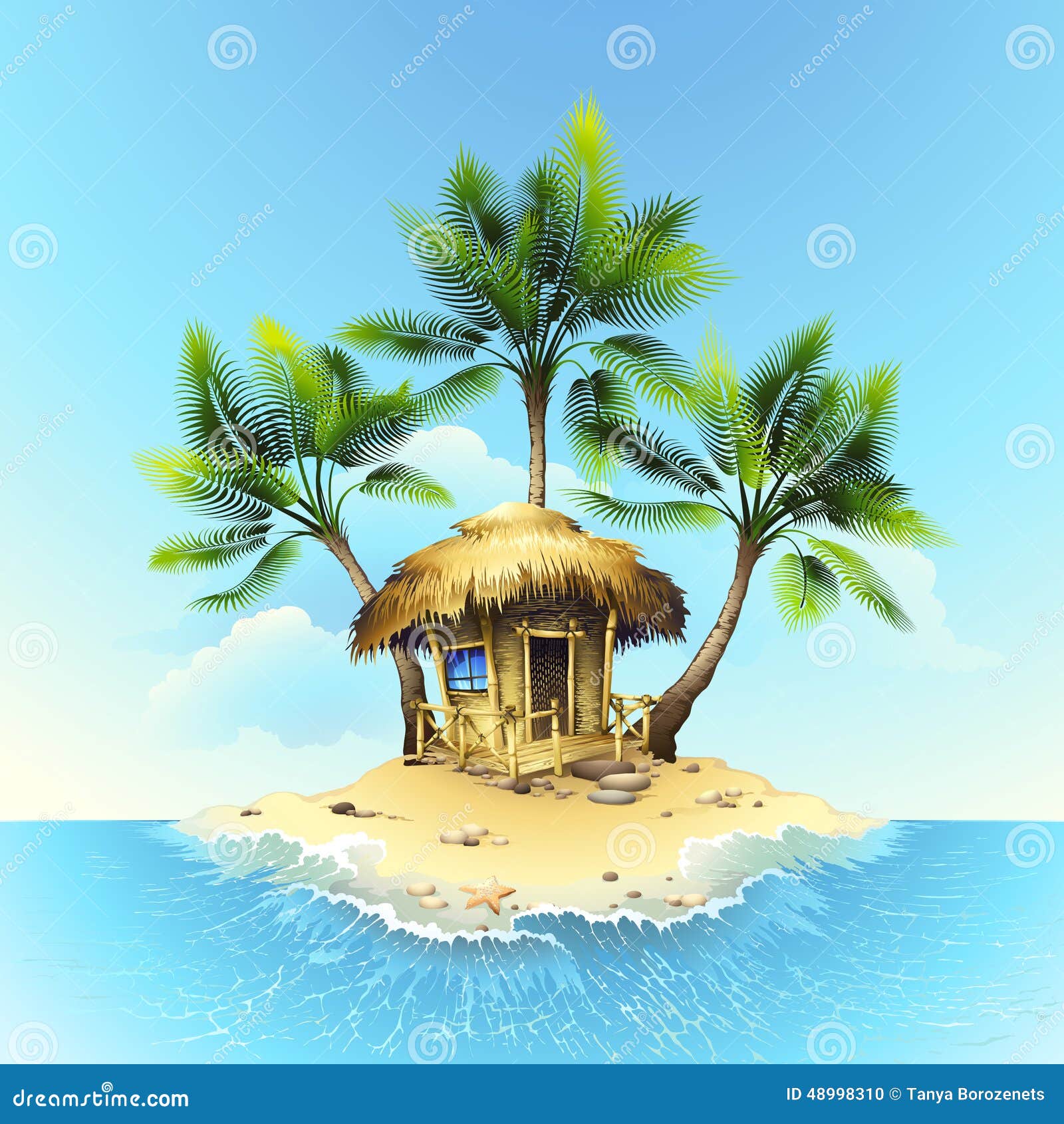 Tropical Bungalow on Tropical Island Stock Vector - Illustration of ...