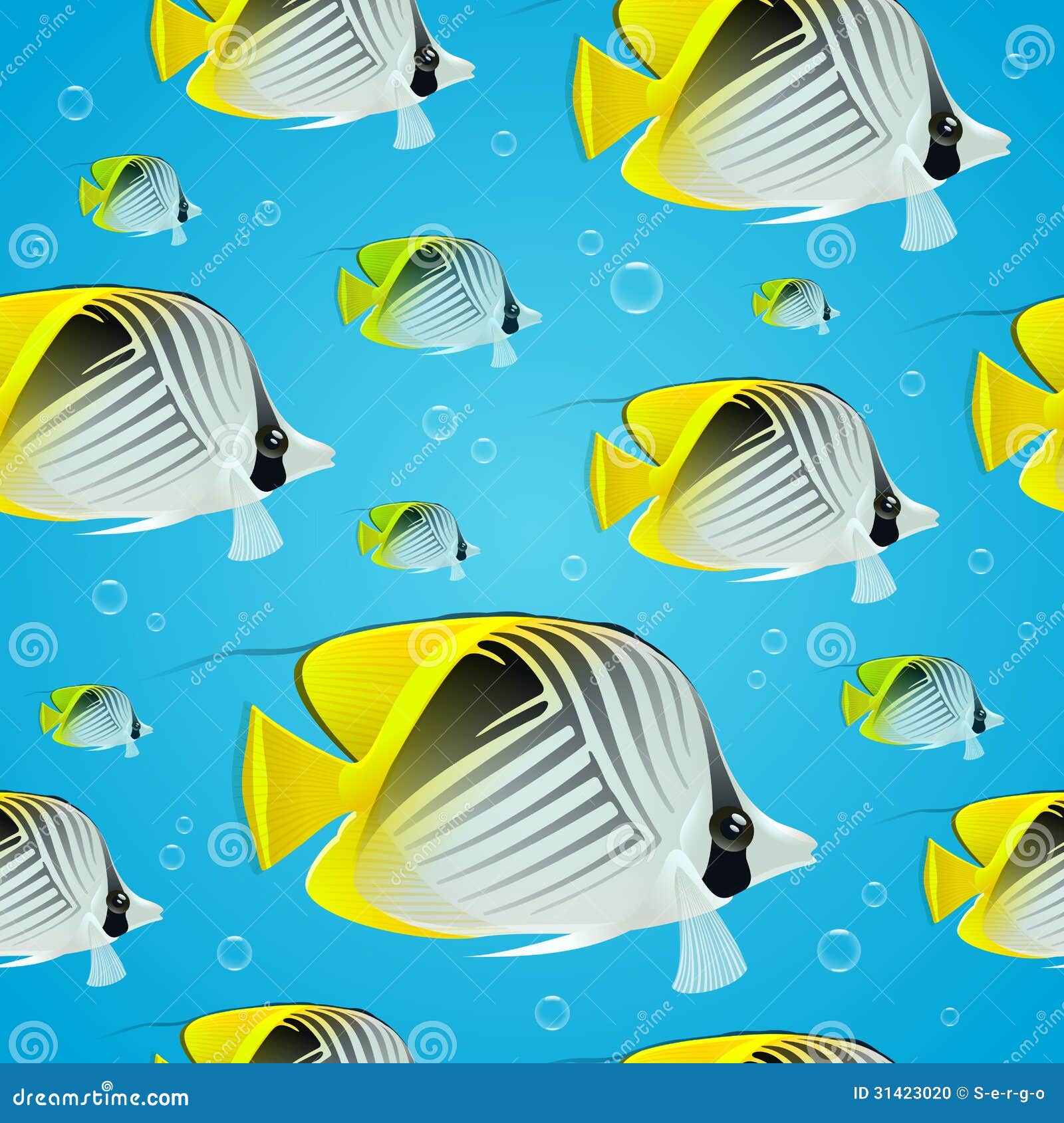 Tropical Butterflyfish - Seamless Pattern Stock Vector - Illustration ...