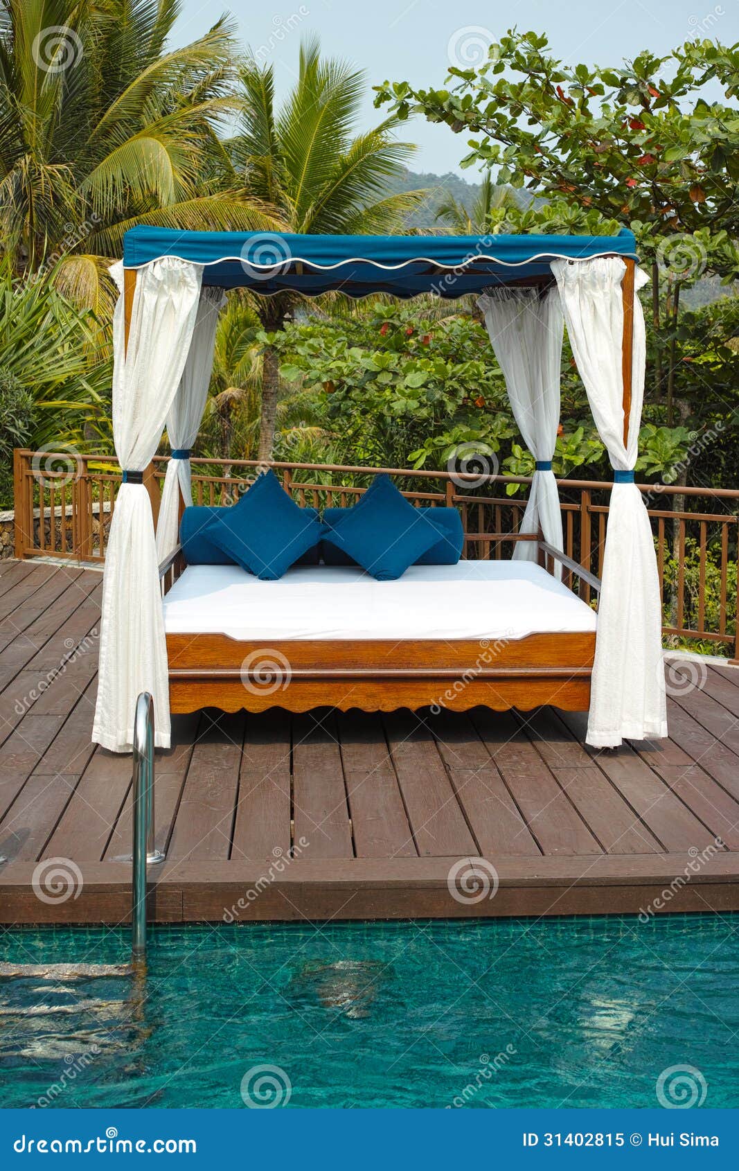 Tropical cabana and pool stock image. Image of fitness - 31402815