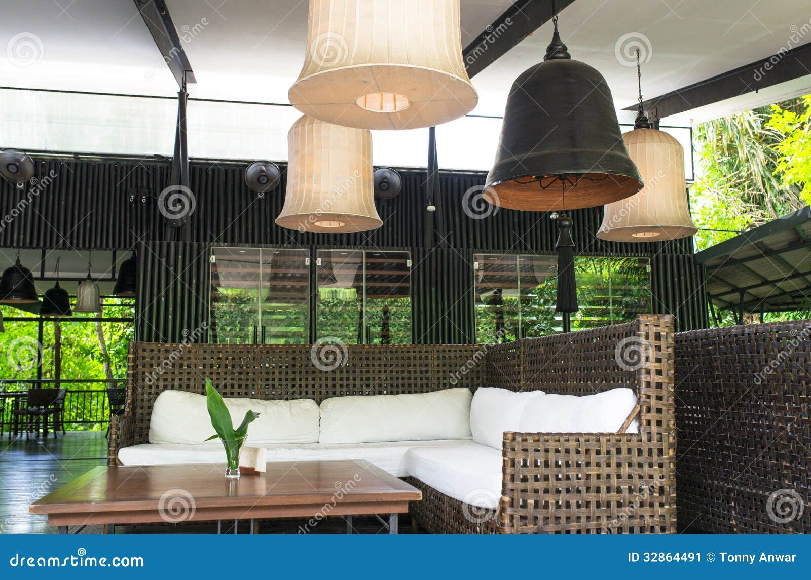 Tropical Cafe stock image. Image of lampshade, lantern - 32864491