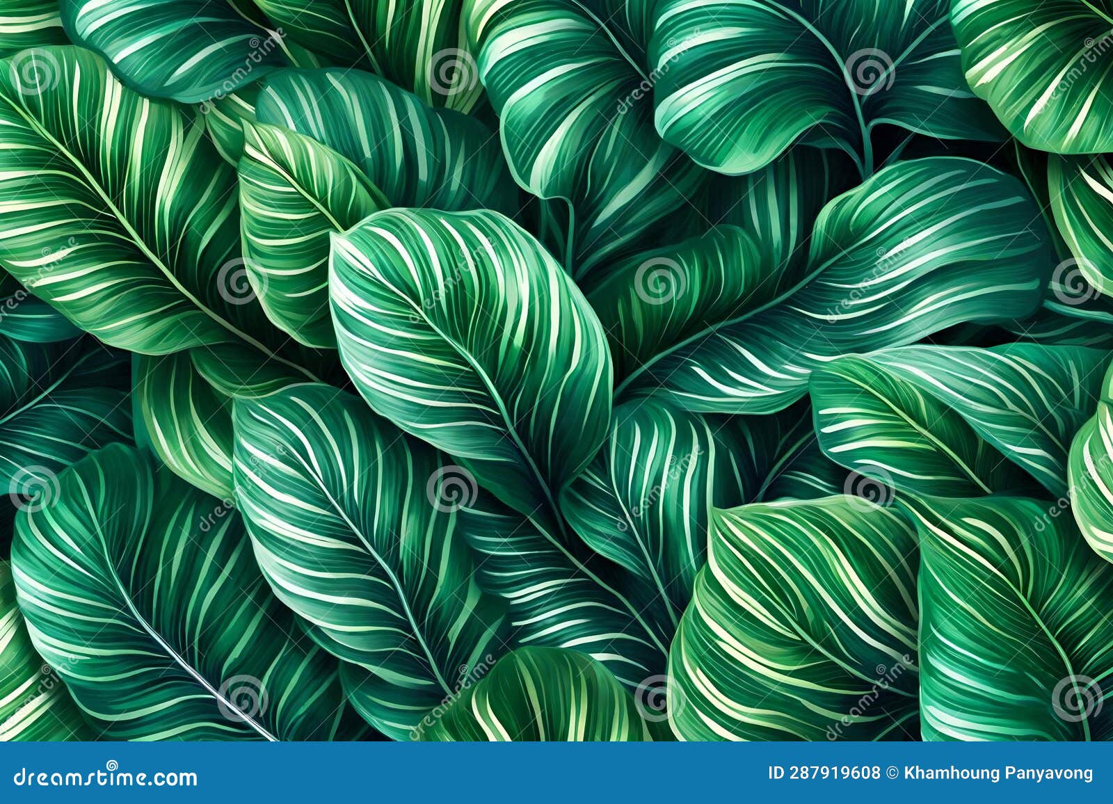 Tropical Calathea Leaves Background. Generative AI Stock Illustration ...