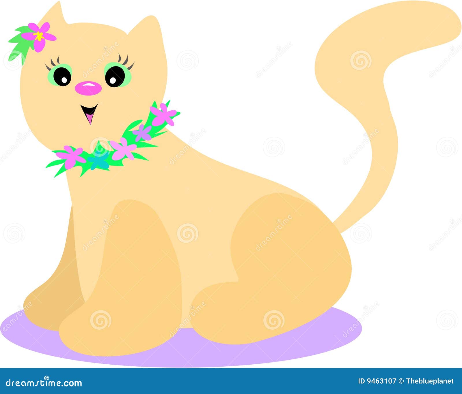 Tropical Cat with Flower Lei Stock Vector - Illustration of vector ...