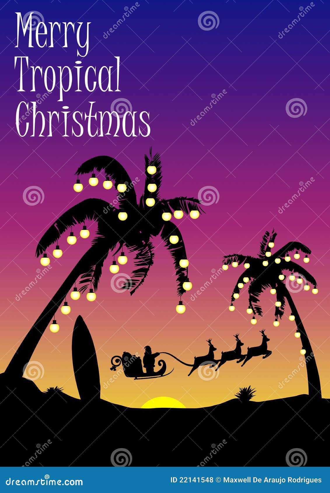 Tropical Christmas Beach Sand Palm Trees Boxes Royalty-Free ...