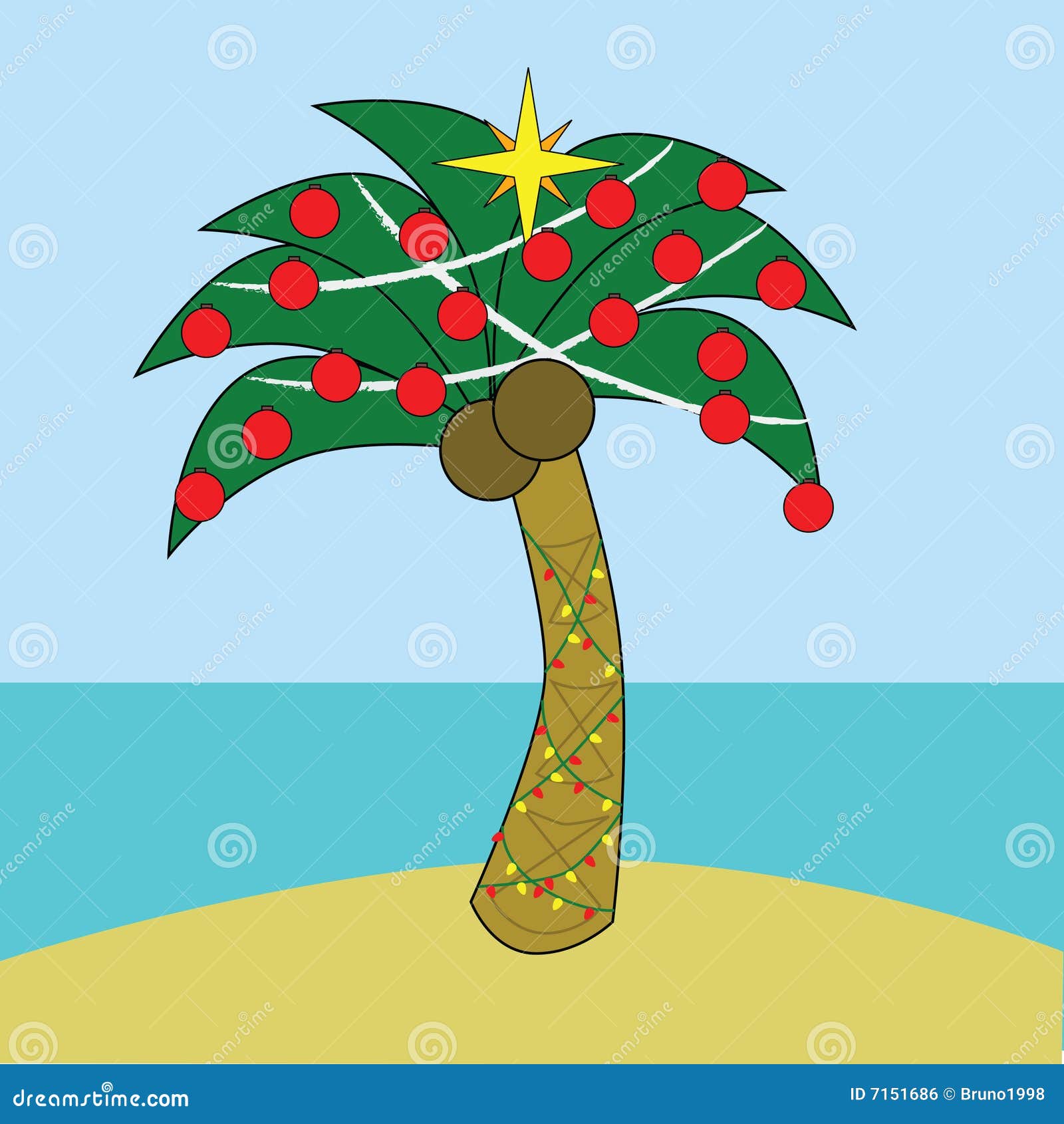 Tropical Christmas stock vector. Illustration of beach - 7151686