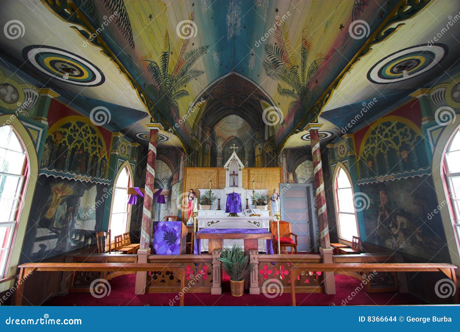Tropical church interior stock photo. Image of wood, prayer - 8366644