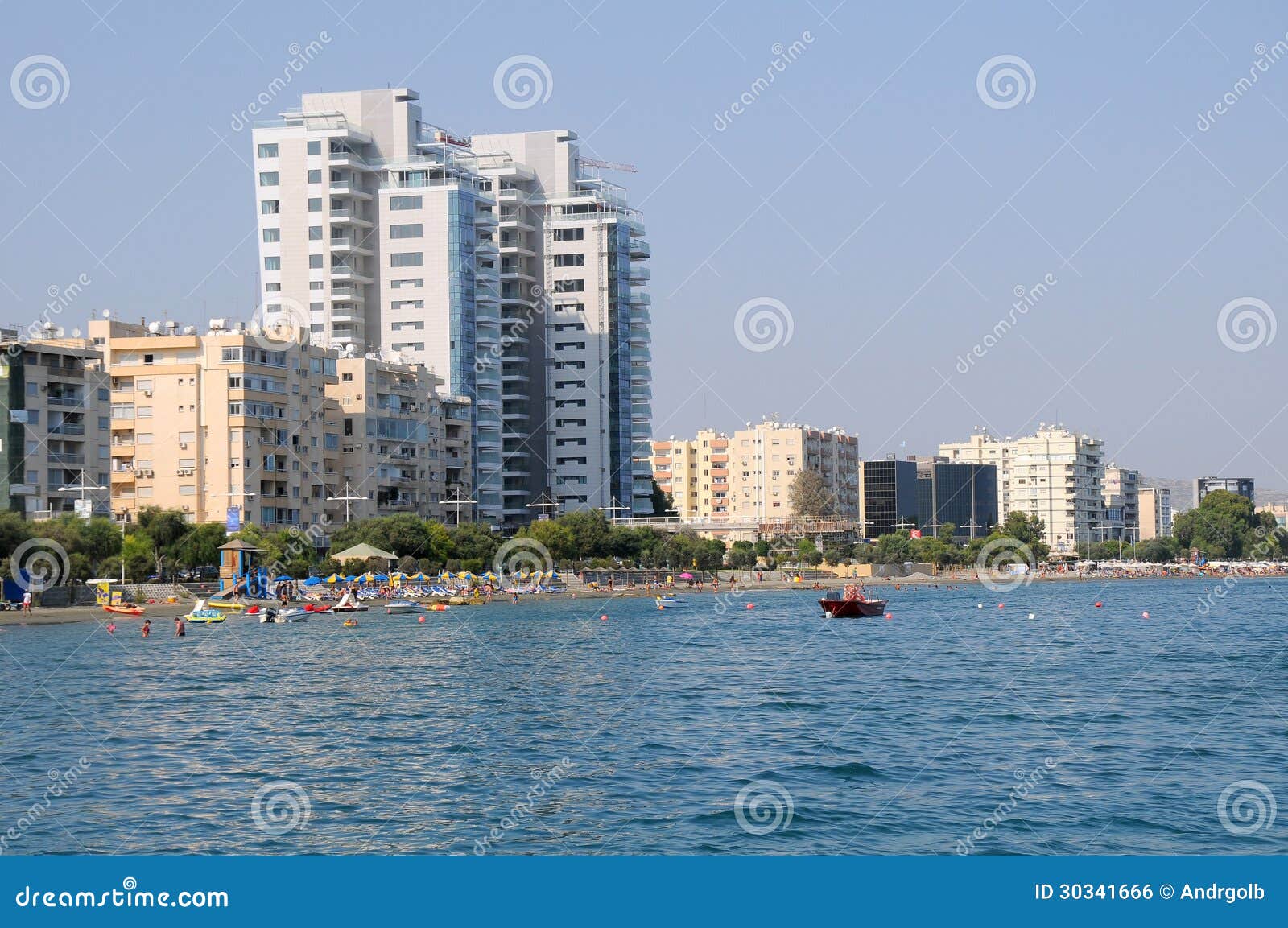 Tropical city beach stock photo. Image of blue, seawater - 30341666