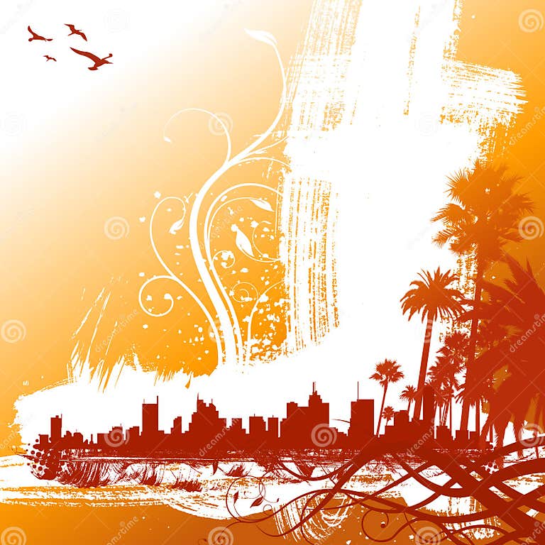 Tropical city vector stock vector. Illustration of tree - 11109332