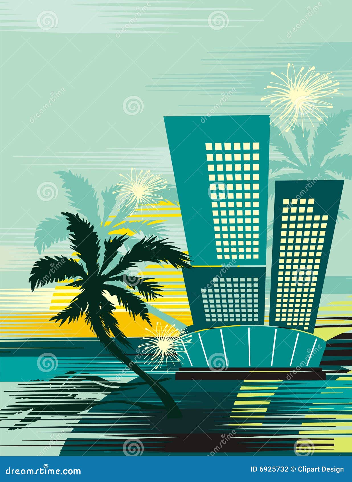 Tropical Cityscape Background Stock Vector - Illustration of graphic ...