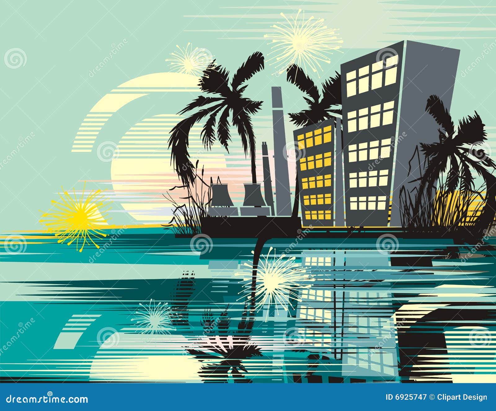 Tropical Cityscape Background Stock Vector - Illustration of hotel ...