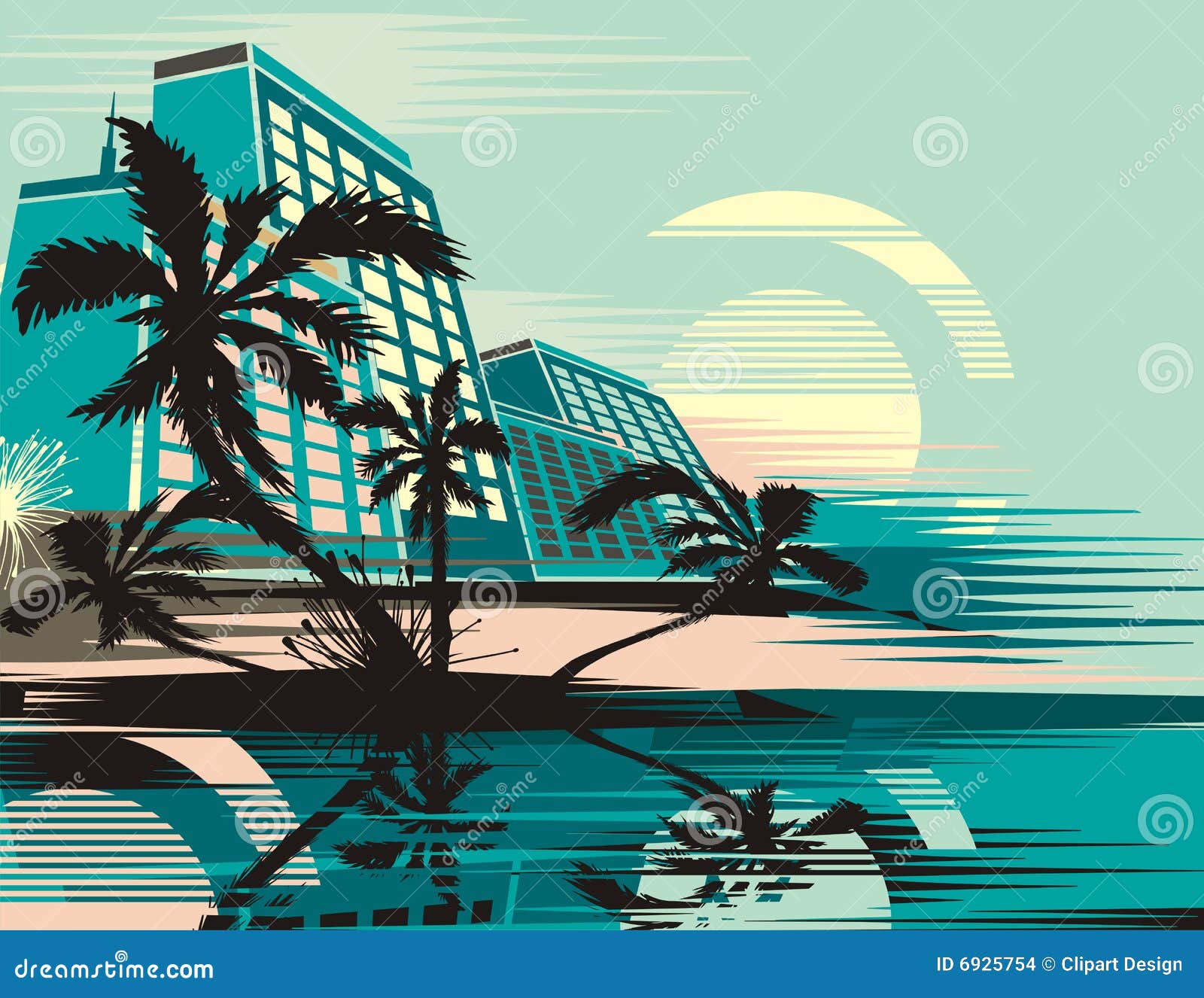 Tropical Cityscape Background Stock Vector - Illustration of black ...