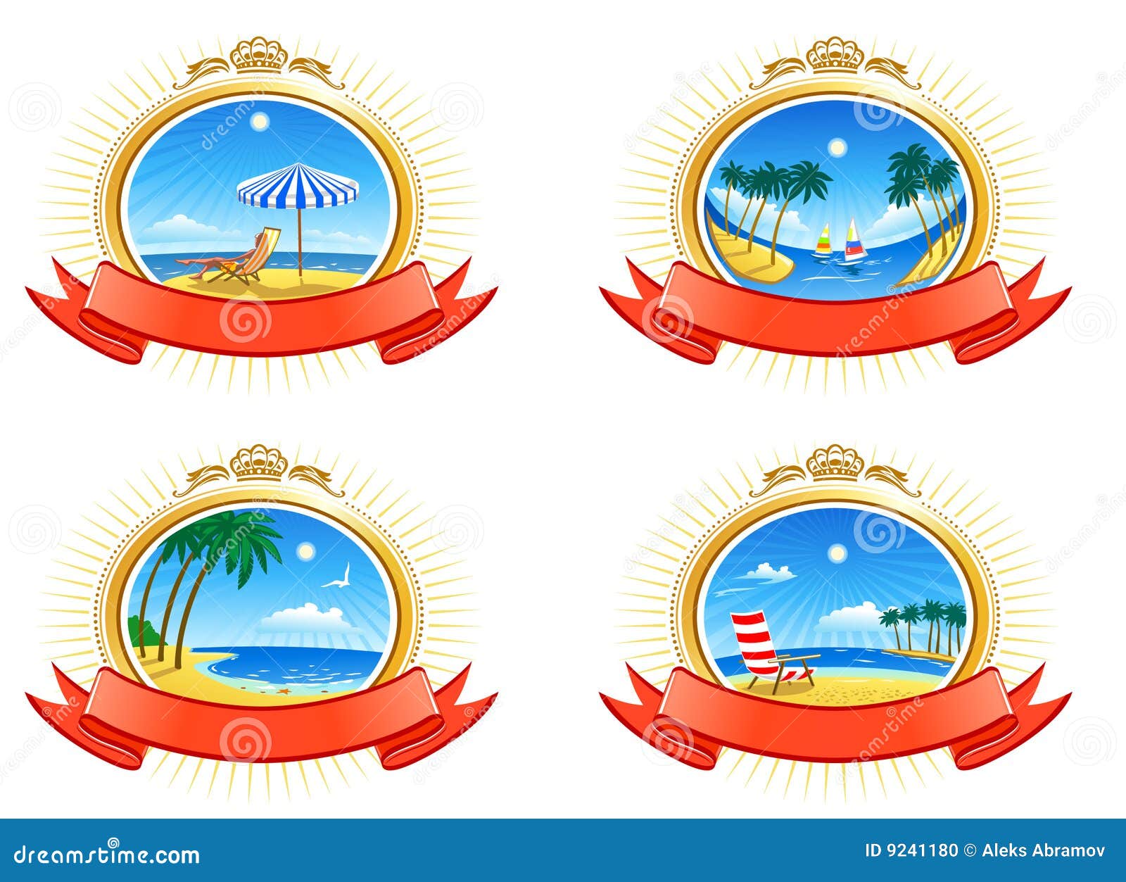 Tropical Coastline Emblems stock vector. Illustration of coastline ...