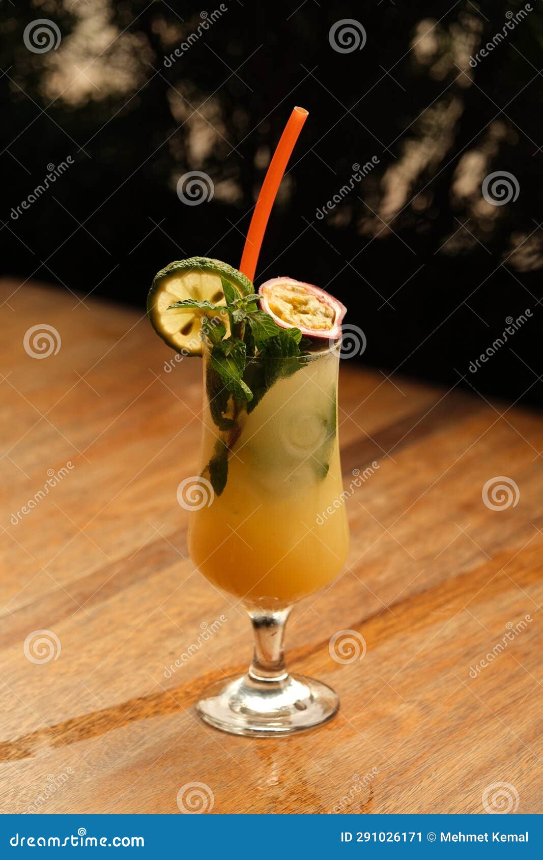 Tropical Cocktail With Passion Fruit Lime And Mint Stock Image Image