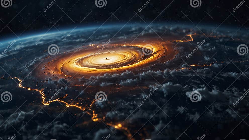 Tropical Cyclone a Bird S Eye View from Space. Stock Image - Image of ...
