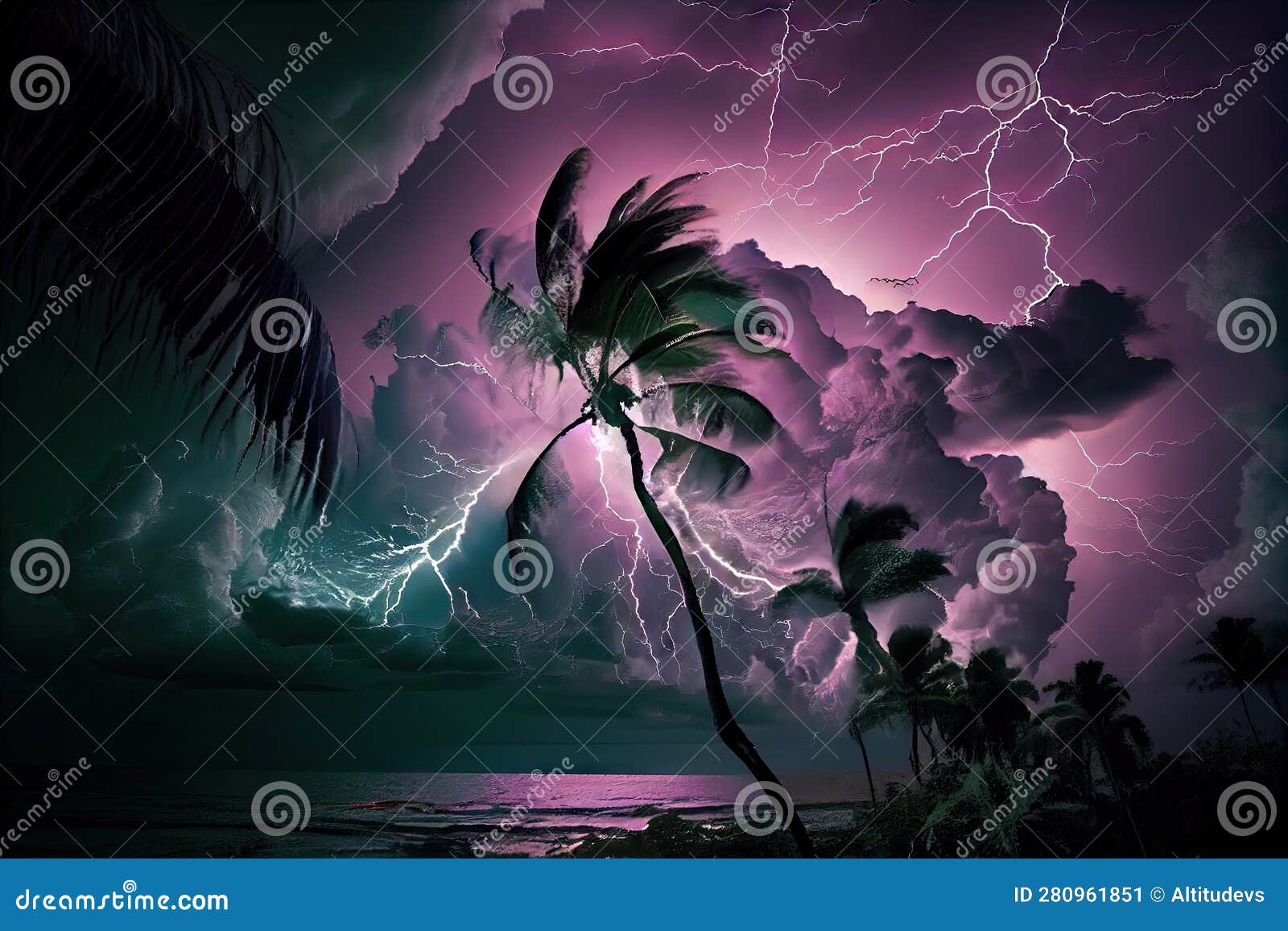 Tropical Cyclone, with Dramatic Lightning and Thunderstorm Visible in ...