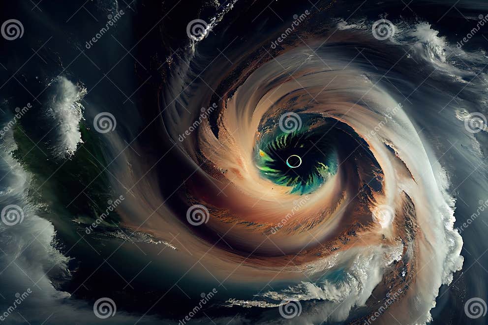 Tropical Cyclone, with Its Eye Visible and Surrounded by Powerful Winds ...