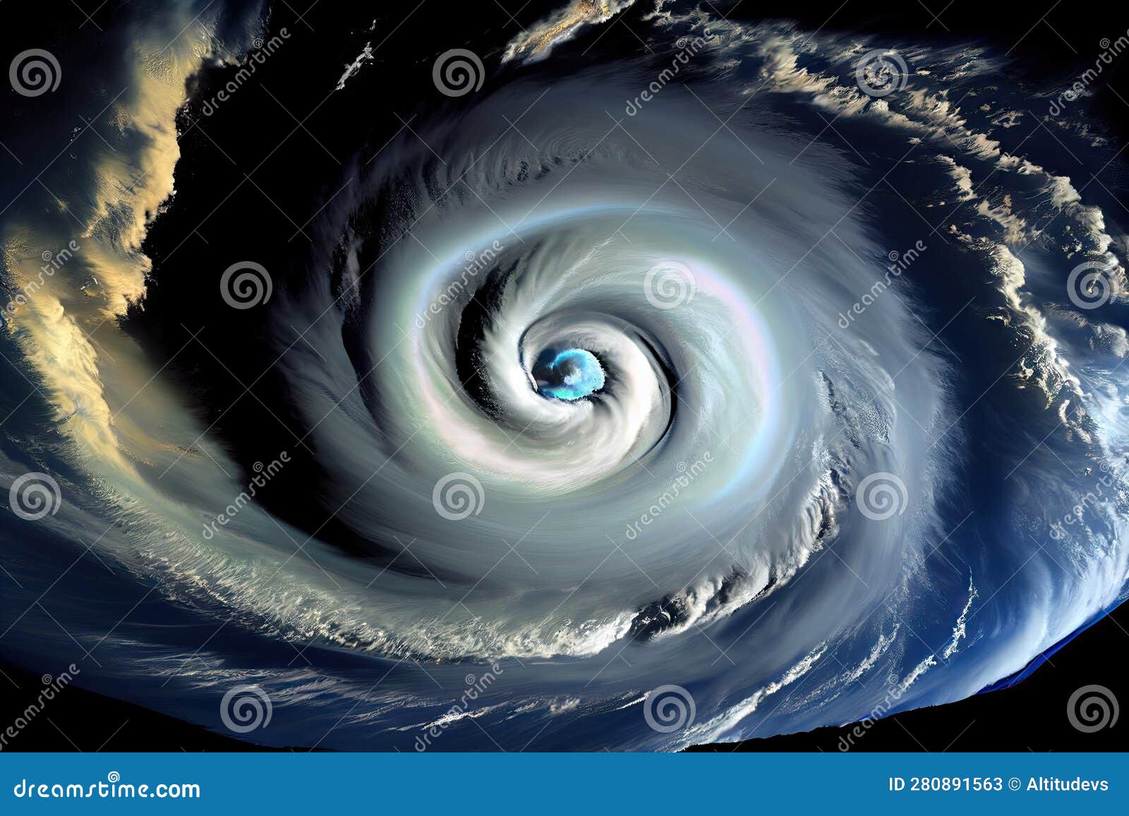 Tropical Cyclone, with Its Powerful Eye and Spiral Bands of Clouds ...