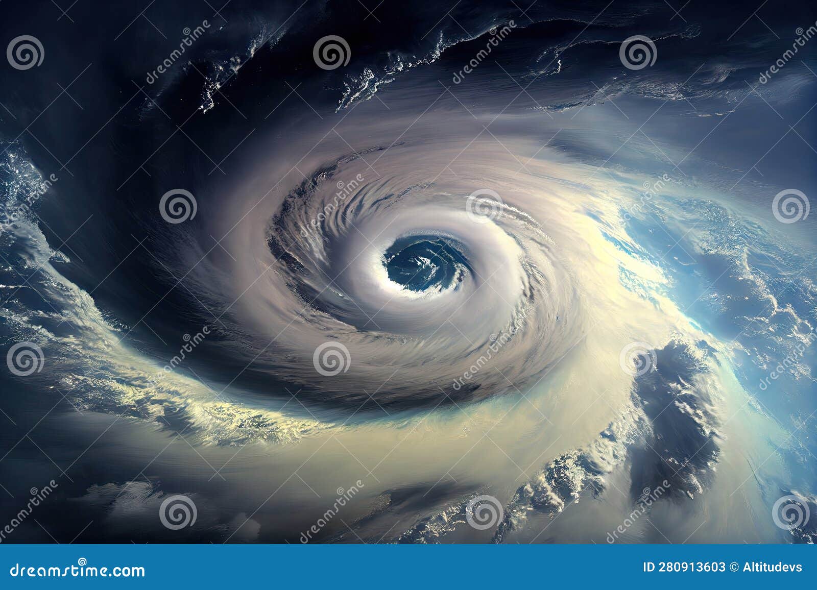 Tropical Cyclone, with Its Powerful Eye and Spiral Bands of Clouds ...
