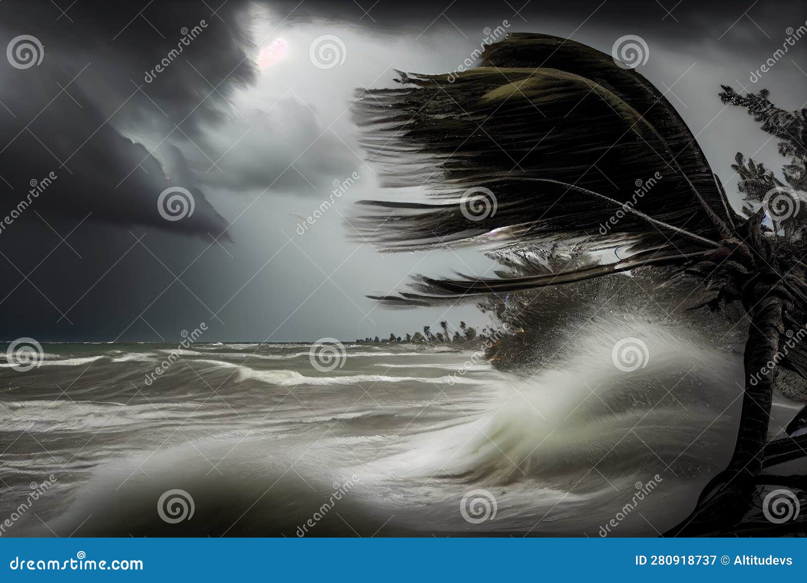 Tropical Cyclone, with Its Powerful Winds and Rain, Battering Coast ...