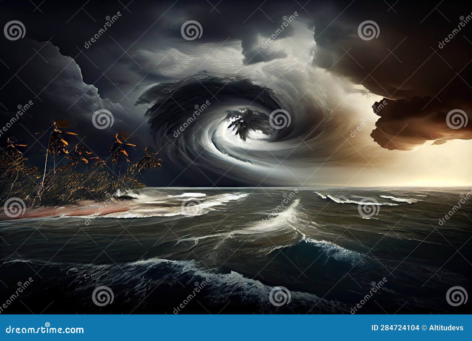 Tropical Cyclone Formation In Troposphere. Generative AI Royalty-Free ...