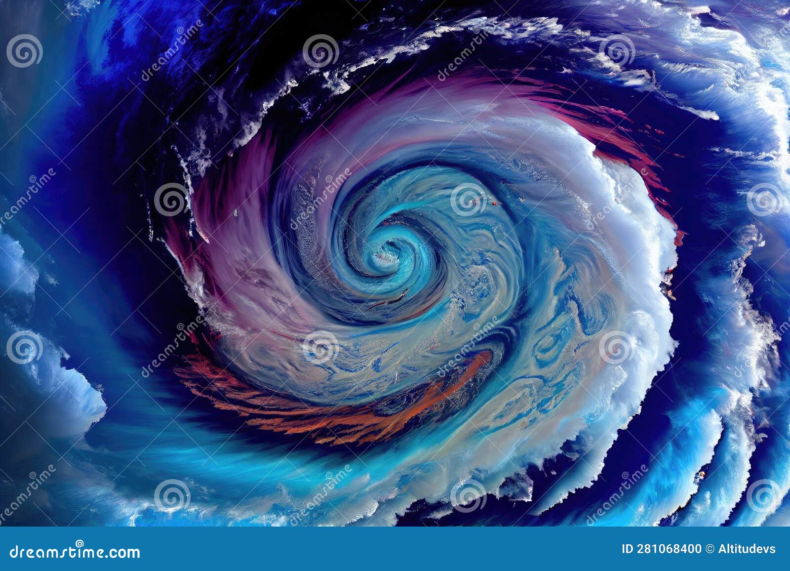 Tropical Cyclone, with Multiple Swirls of Clouds and Torrential Rain ...