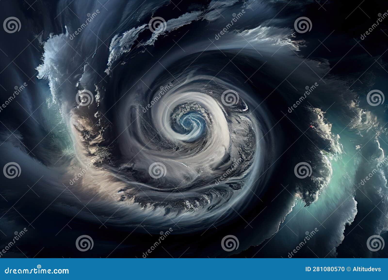 Tropical Cyclone, with Multiple Swirls of Clouds and Torrential Rain ...