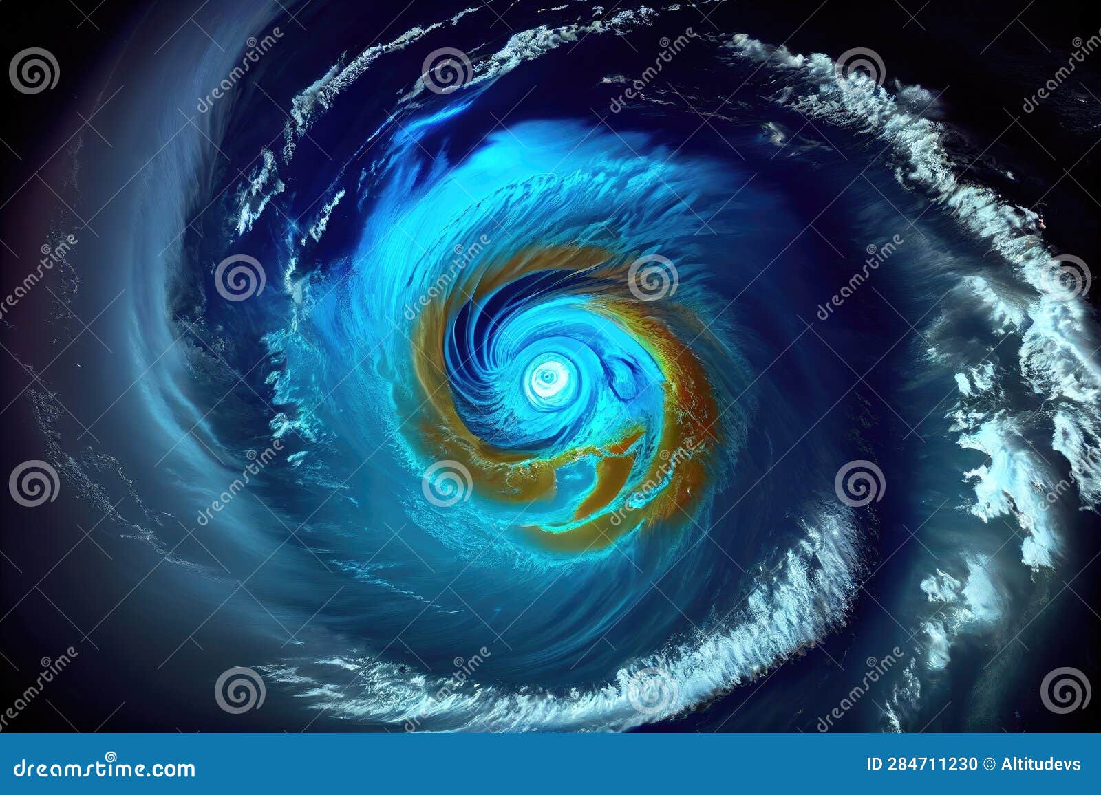 Tropical Cyclone Swirling Over Calm, Blue Ocean Stock Photo - Image of ...