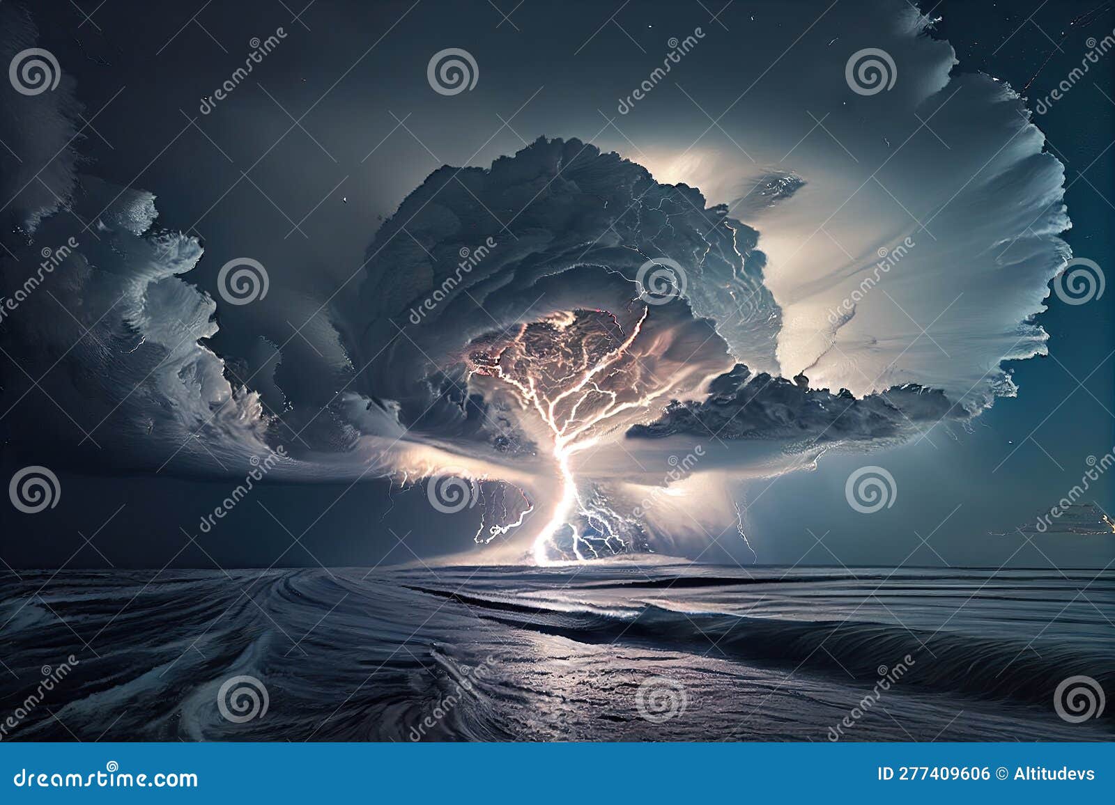 Tropical Cyclone with Thunderstorm Activity, with Lightning Strikes ...