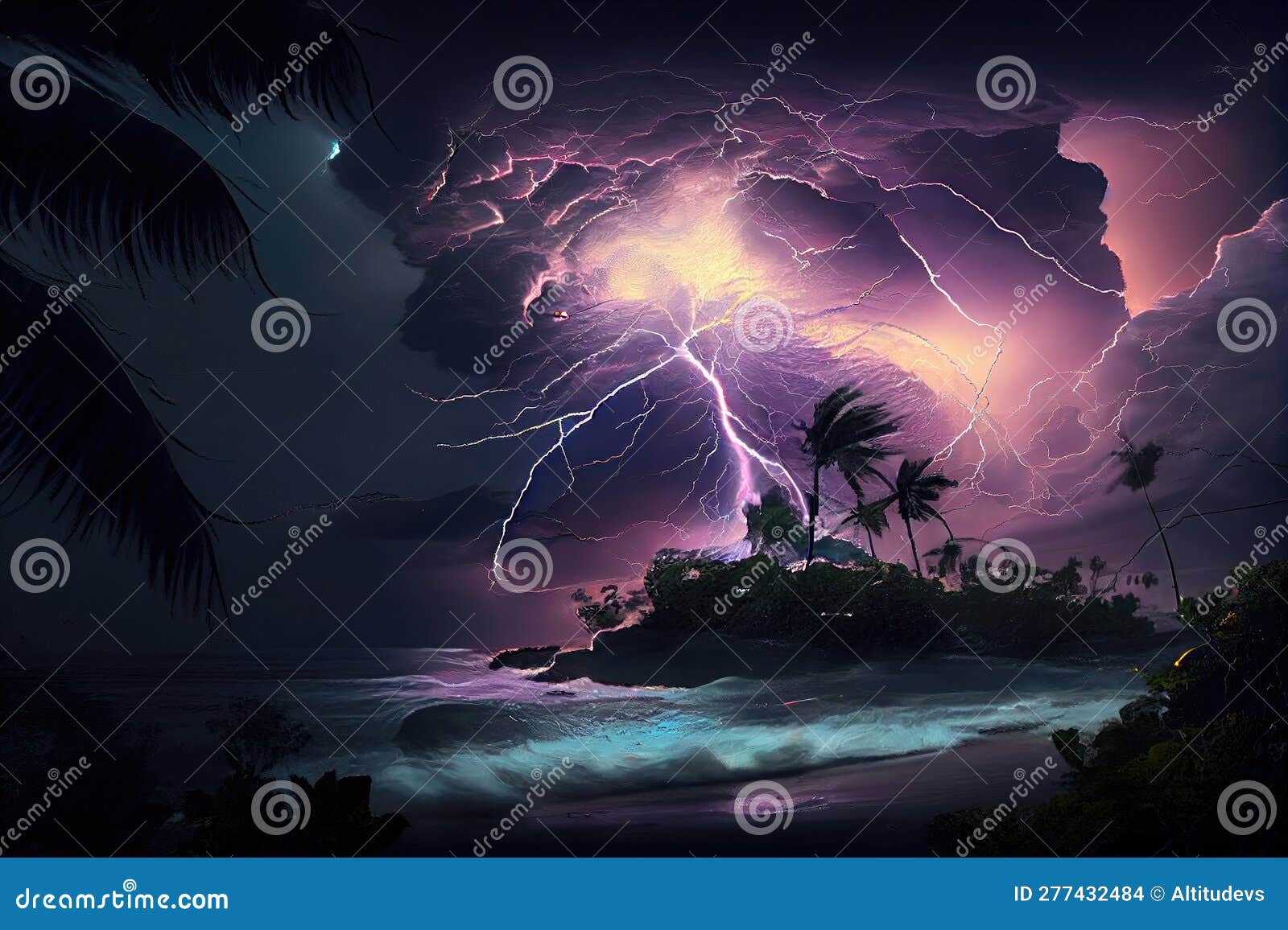 Tropical Cyclone with Thunderstorm Activity, with Lightning Strikes ...