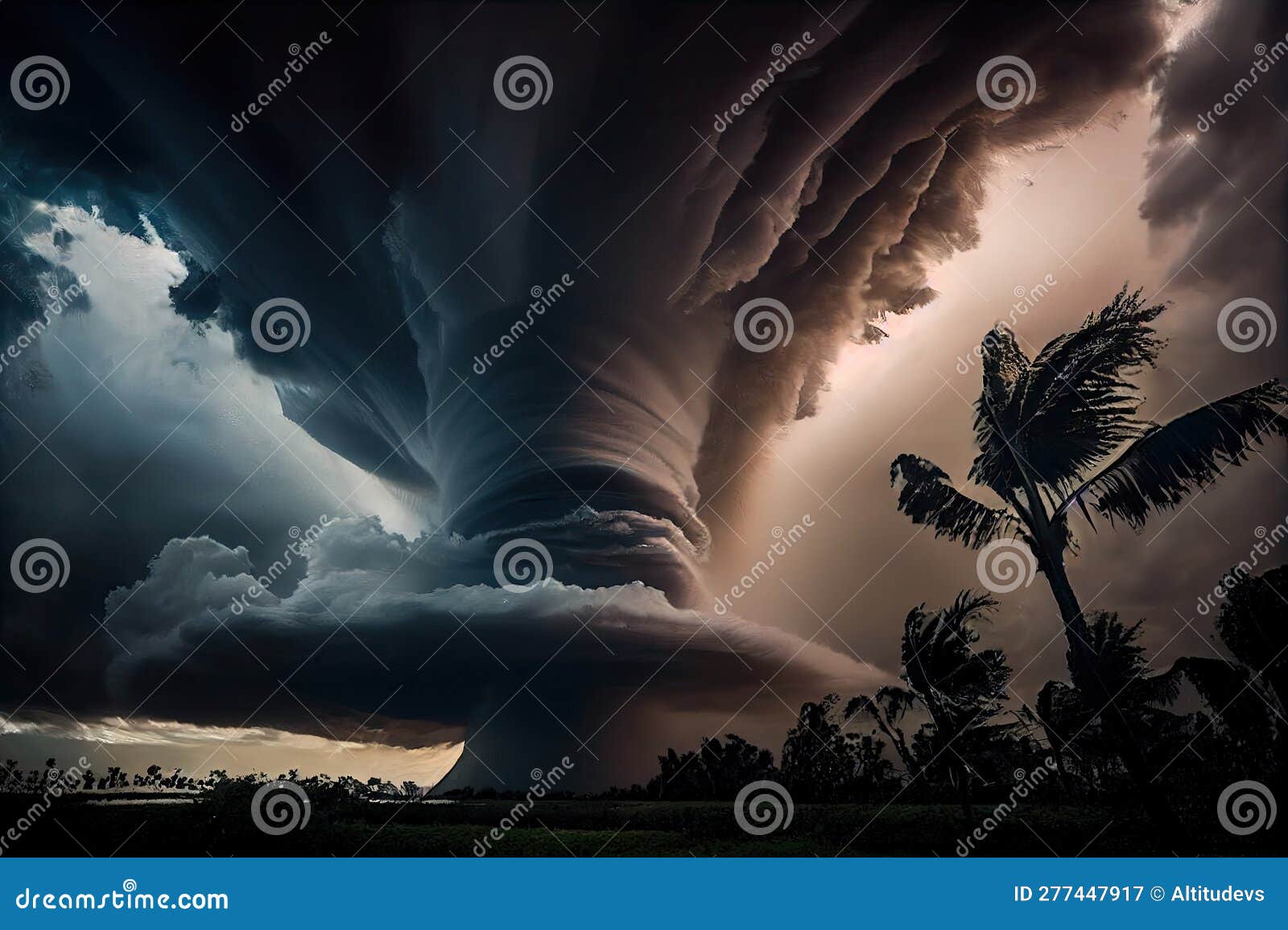 Tropical Cyclone with Towering Clouds and Heavy Rain, Bringing ...