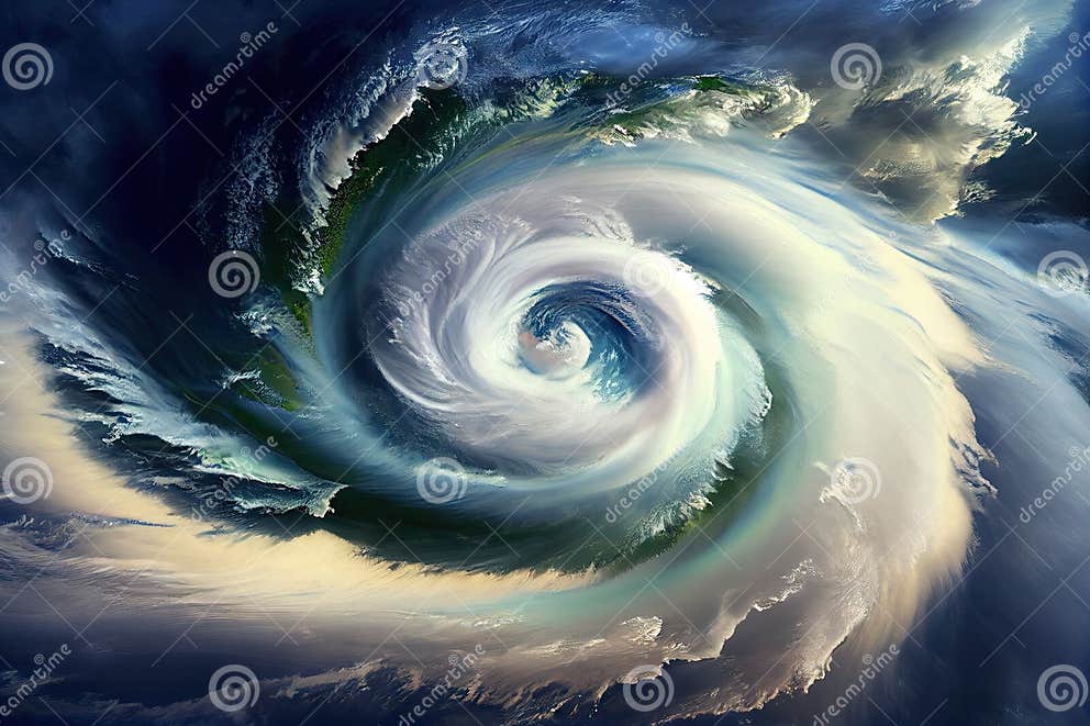 Tropical Cyclone, with View of the Clouds Swirling in the Wind Stock ...